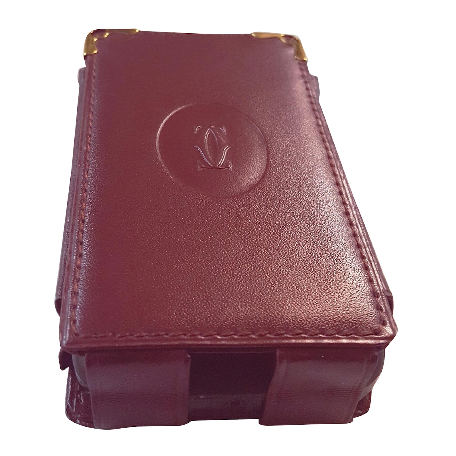 Cartier Cell Phone Case C Dark red Leather ref.31670 - Joli Closet