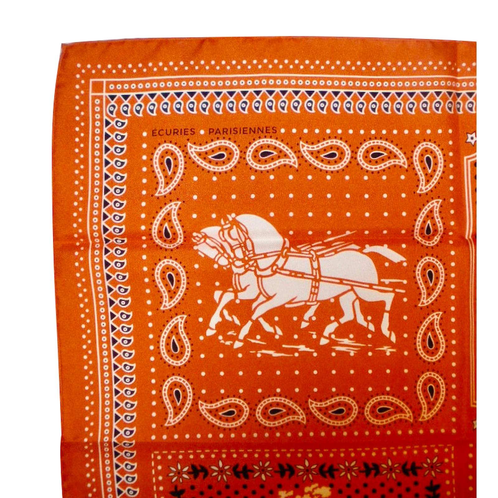 Hermès ÉCURIES PARISIENNES (Édition limitée) Orange Silk ref.33526 ...