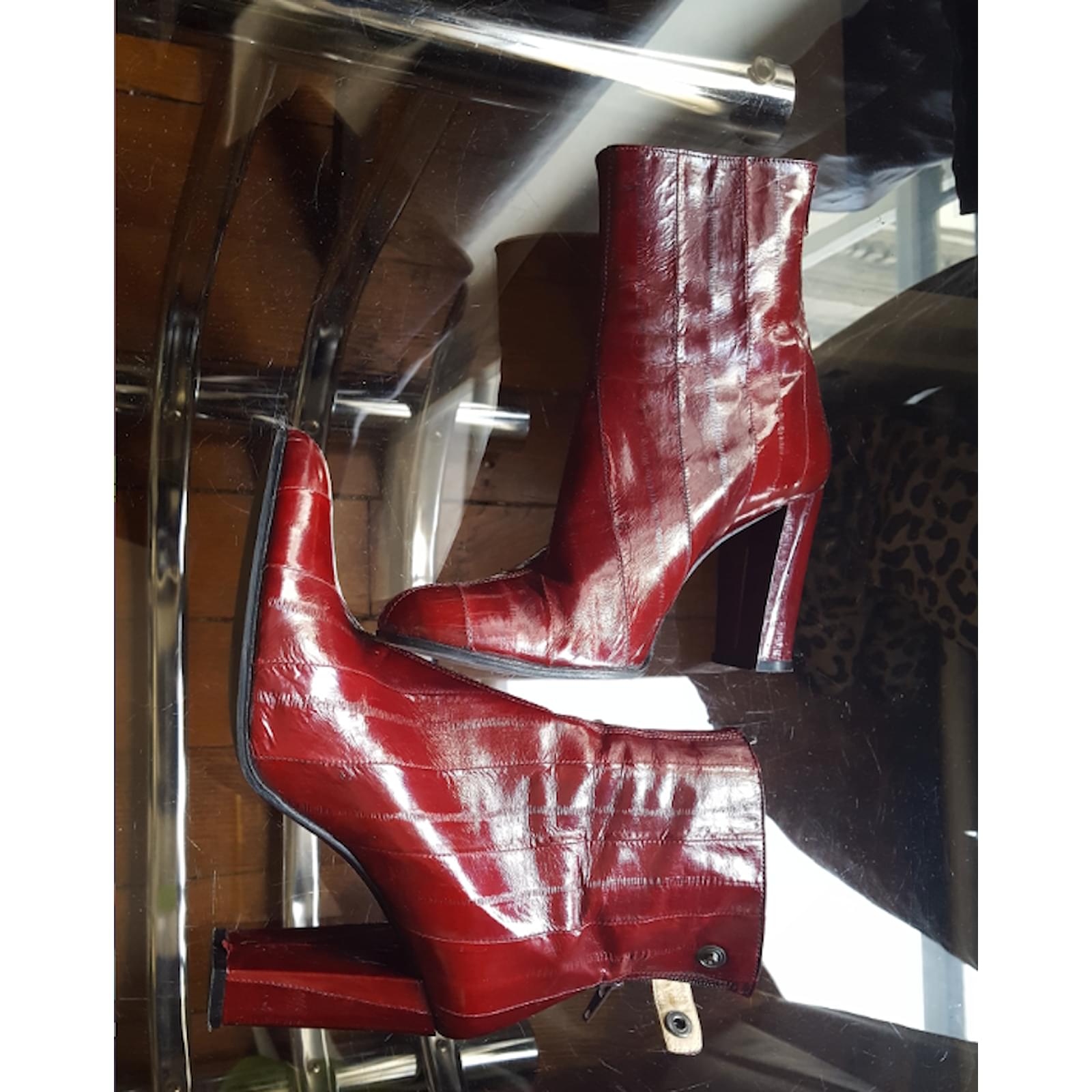 Colisee De Sacha Bottines rouge bordeaux cuire precieuse dans le gout ...