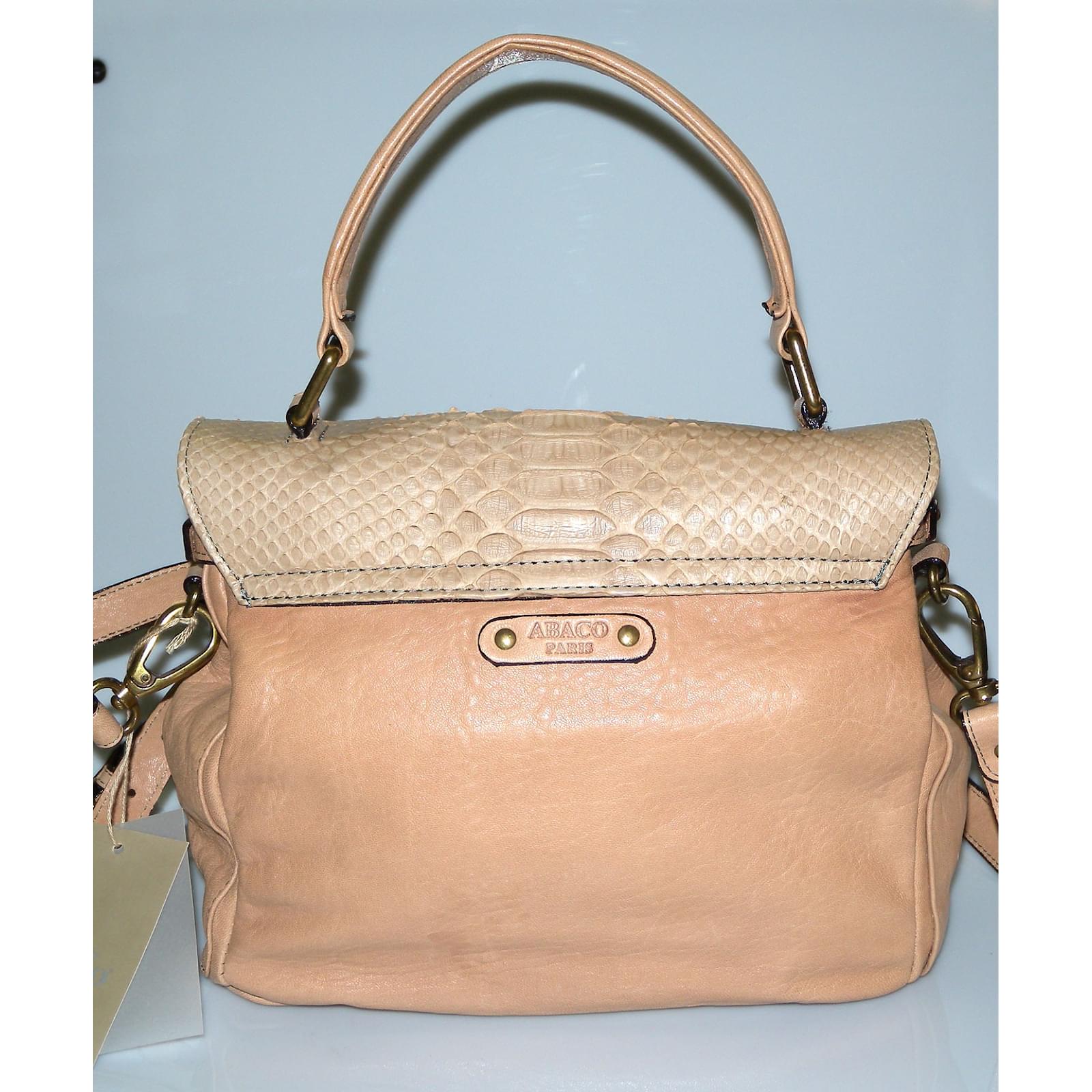 Abaco Sac à main Cuir Python Beige Pêche ref.37481 - Joli Closet