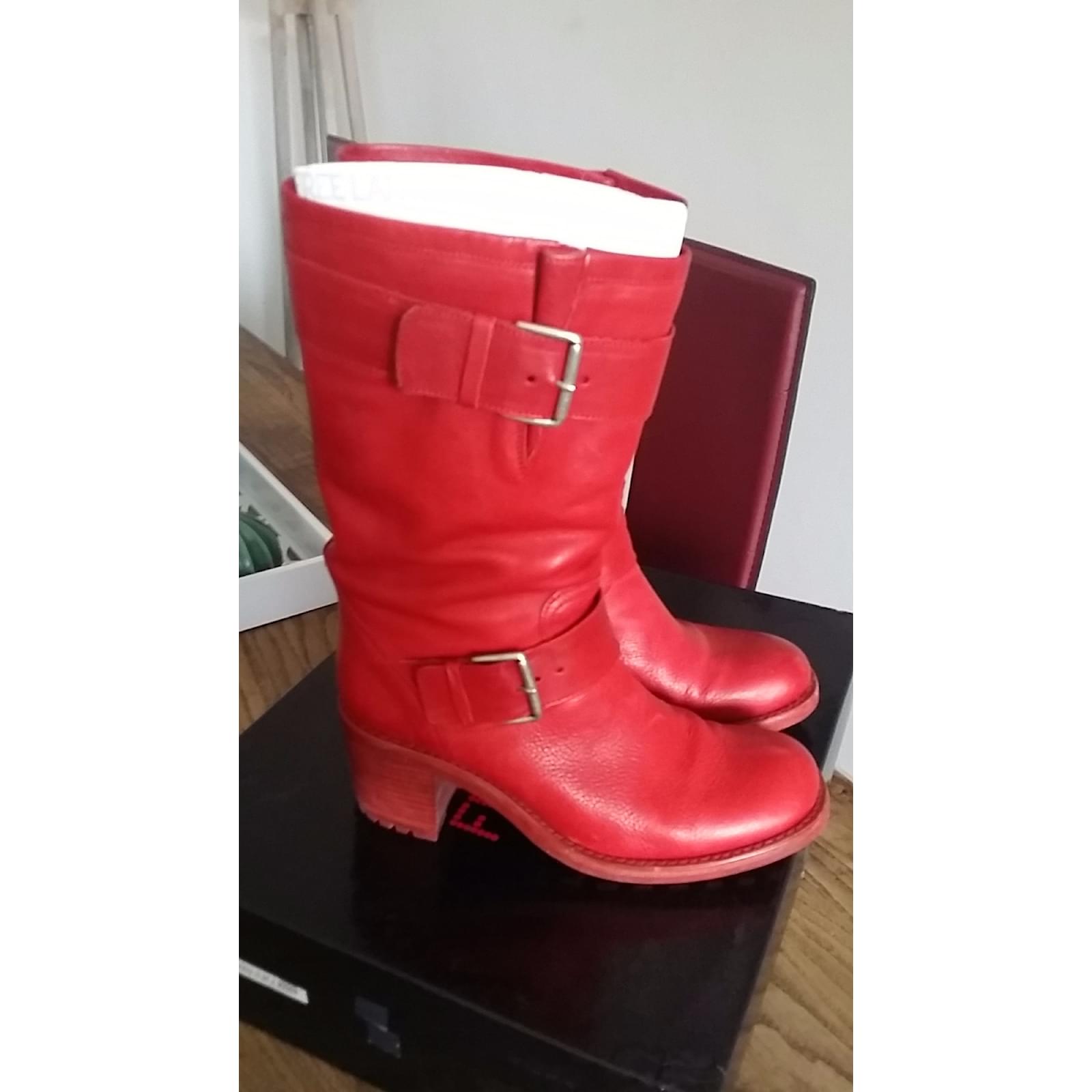 Free Lance Bottes Cuir Rouge ref.37703 - Joli Closet