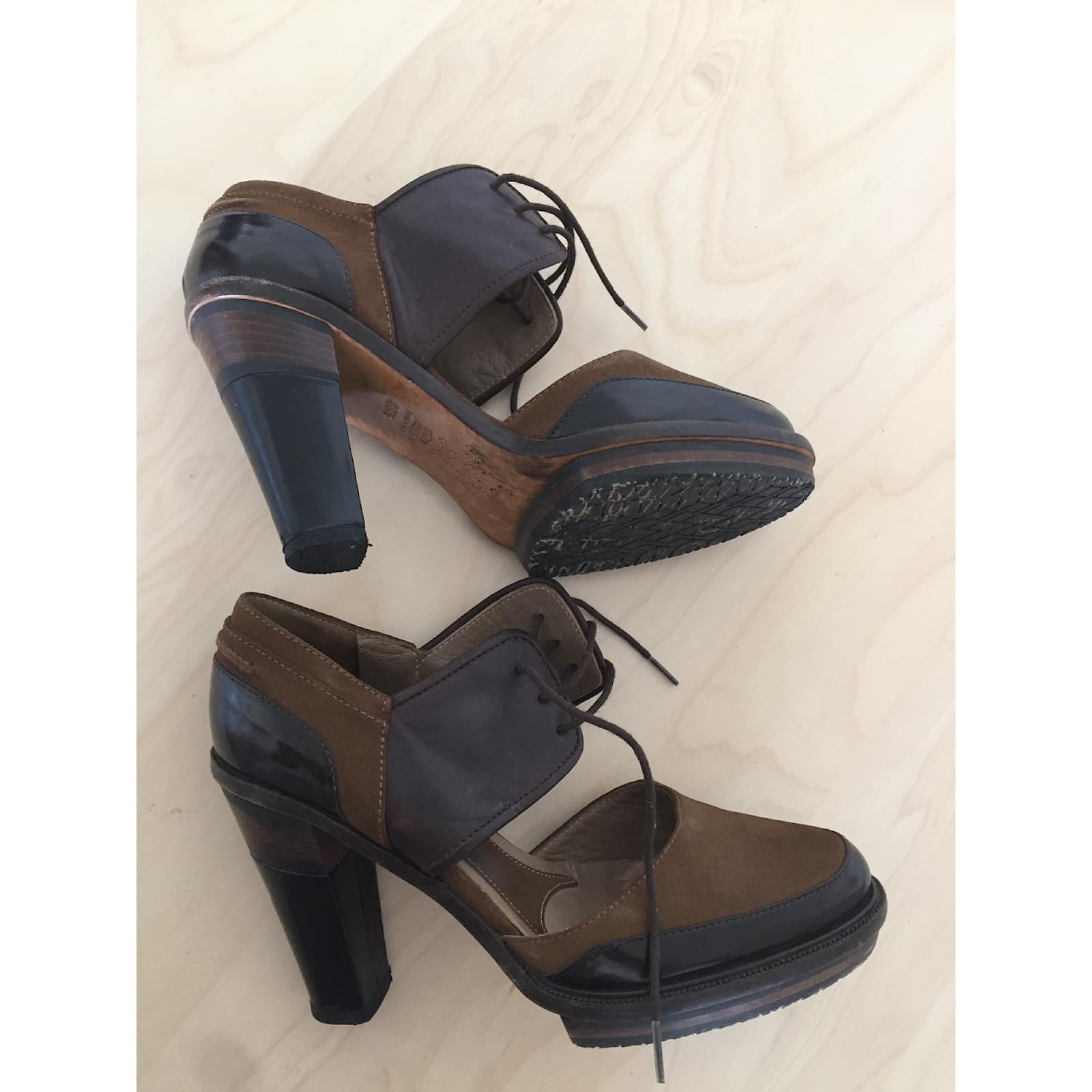 Marni Heels Brown Khaki Leather Wood Deerskin ref.39878 - Joli Closet