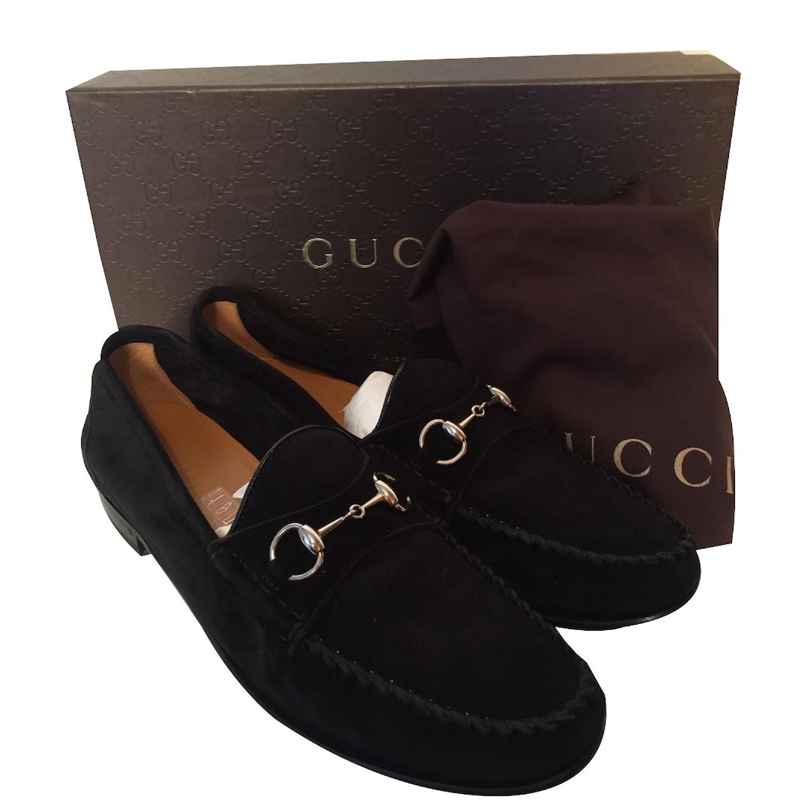 Gucci Mocassins Daim Noir ref.40028 - Joli Closet