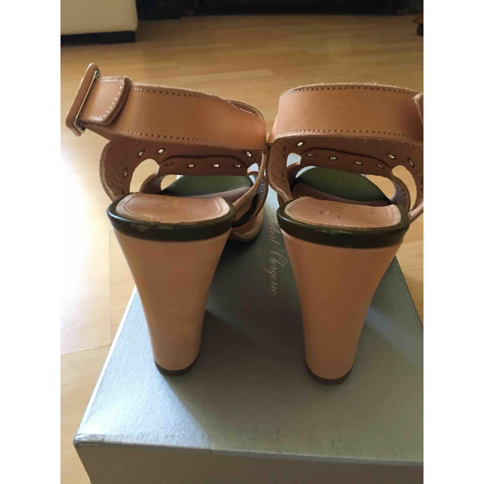Robert Clergerie Sandales Cuir Caramel ref.40562 - Joli Closet