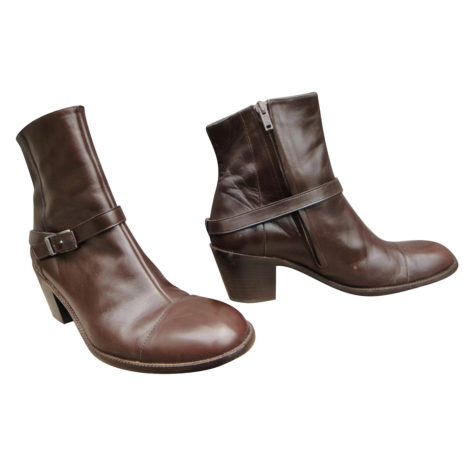 Robert Clergerie Bottines Cuir Marron ref.42594 - Joli Closet