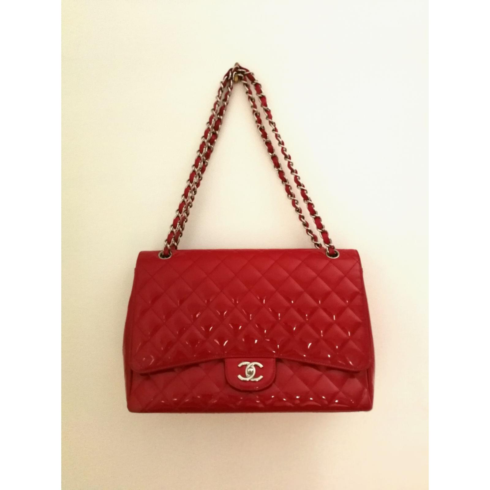 Classique Chanel Sacs à main Cuir vernis Rouge ref.46202 - Joli Closet