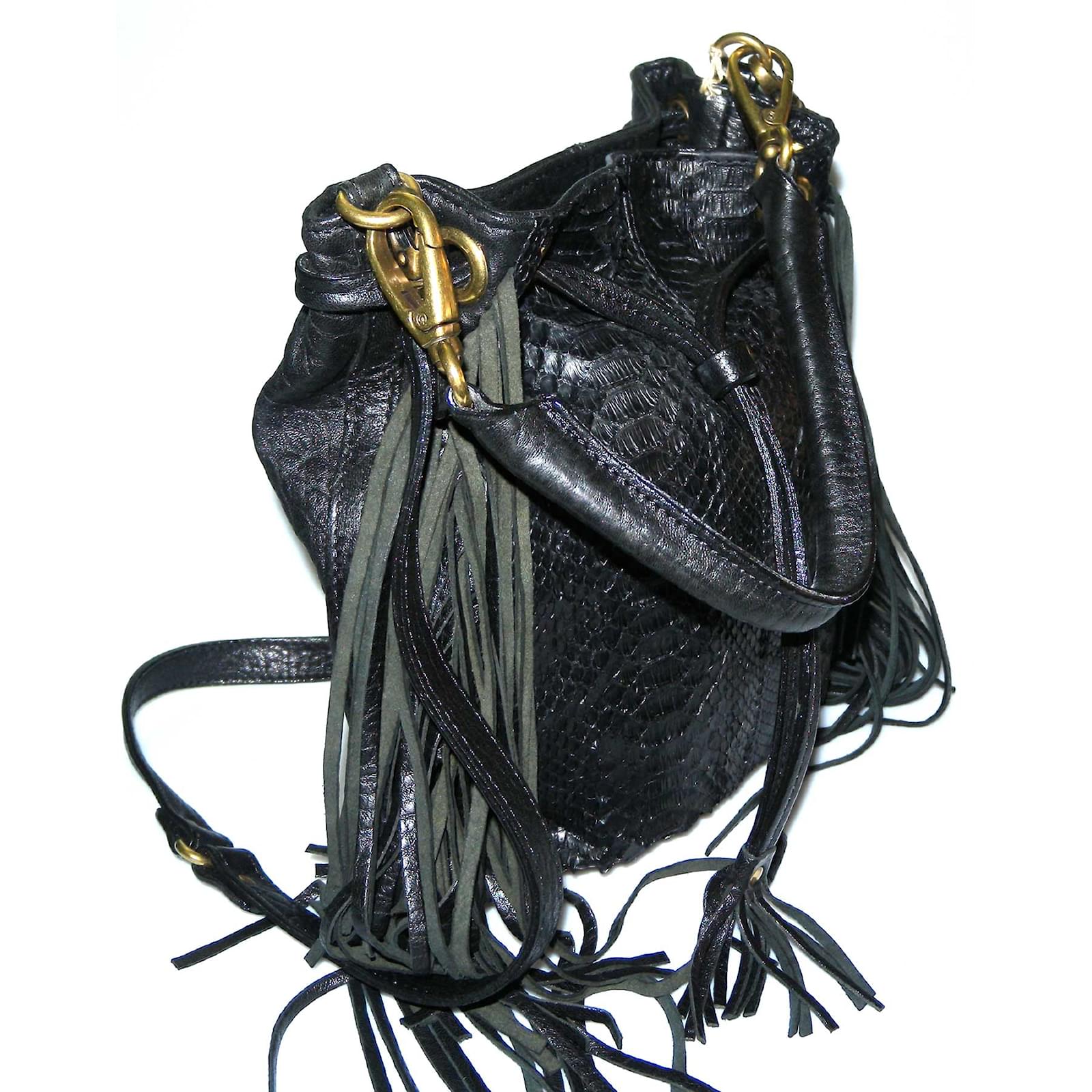 Abaco Handbags Black Leather Python ref.48344 - Joli Closet