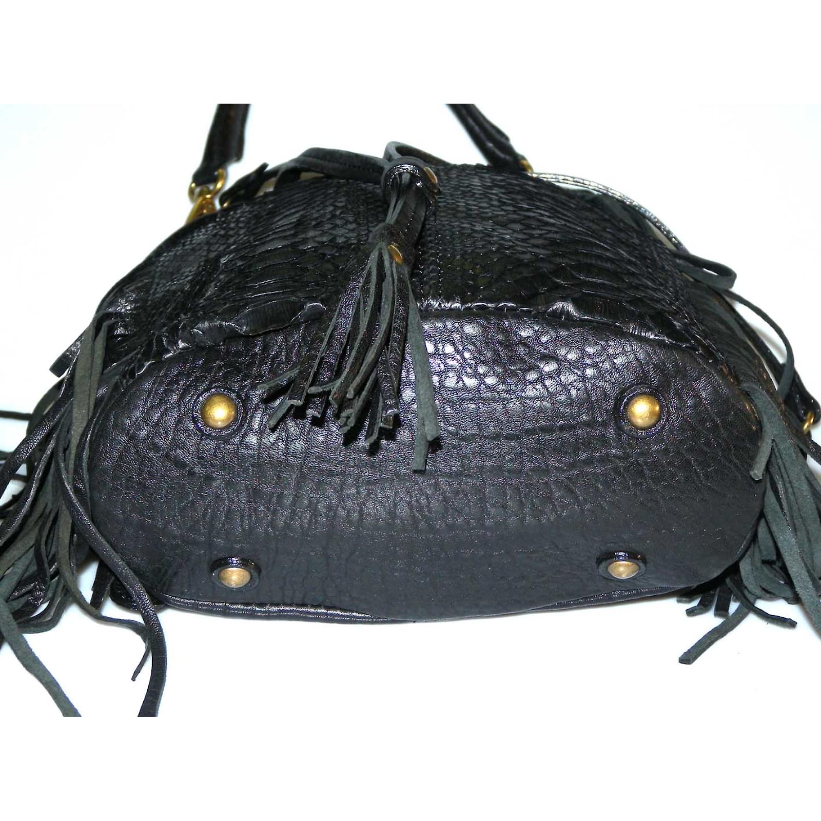 Abaco Handbags Black Leather Python ref.48344 - Joli Closet