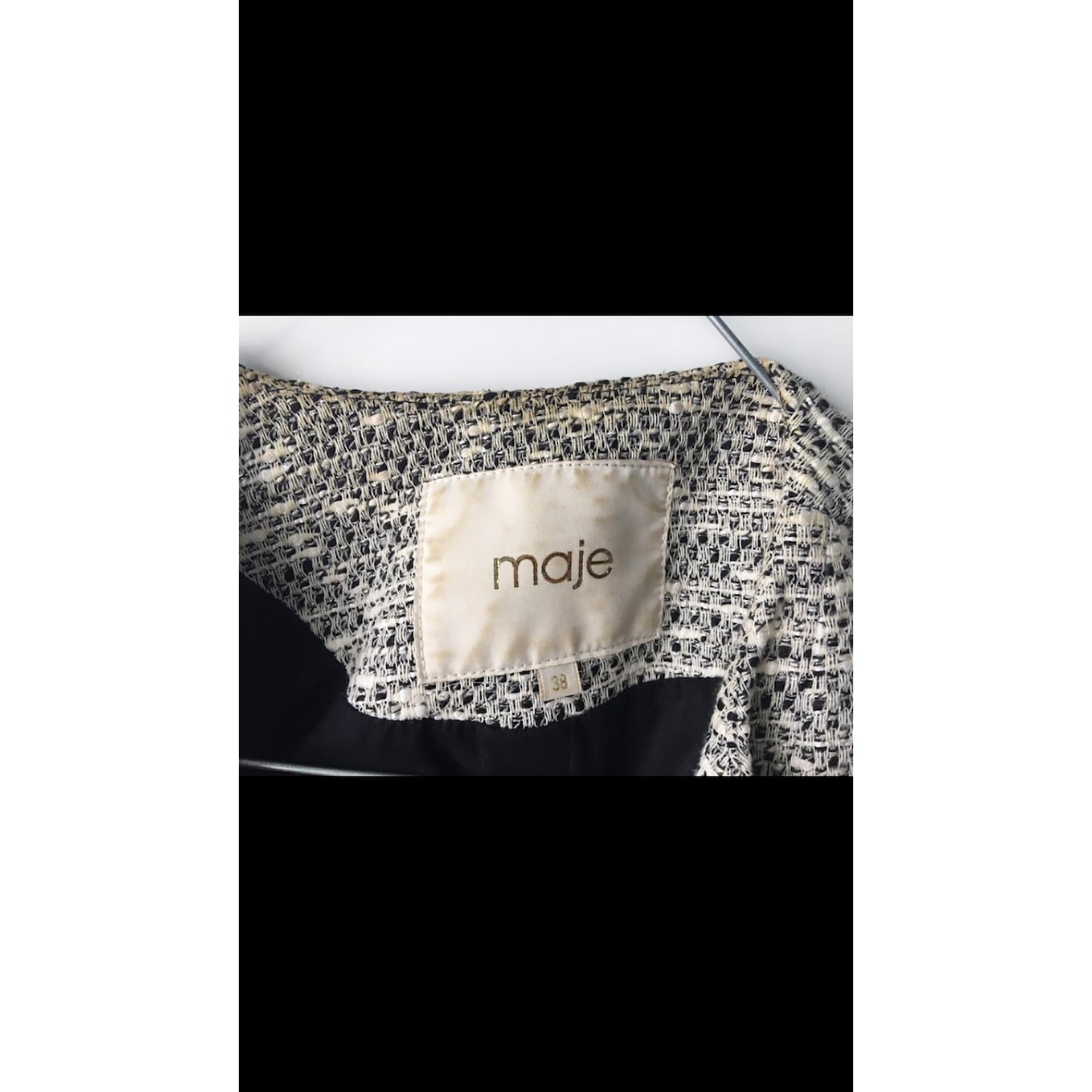 Maje Vestes Tweed Noir Argenté ref.52253 - Joli Closet