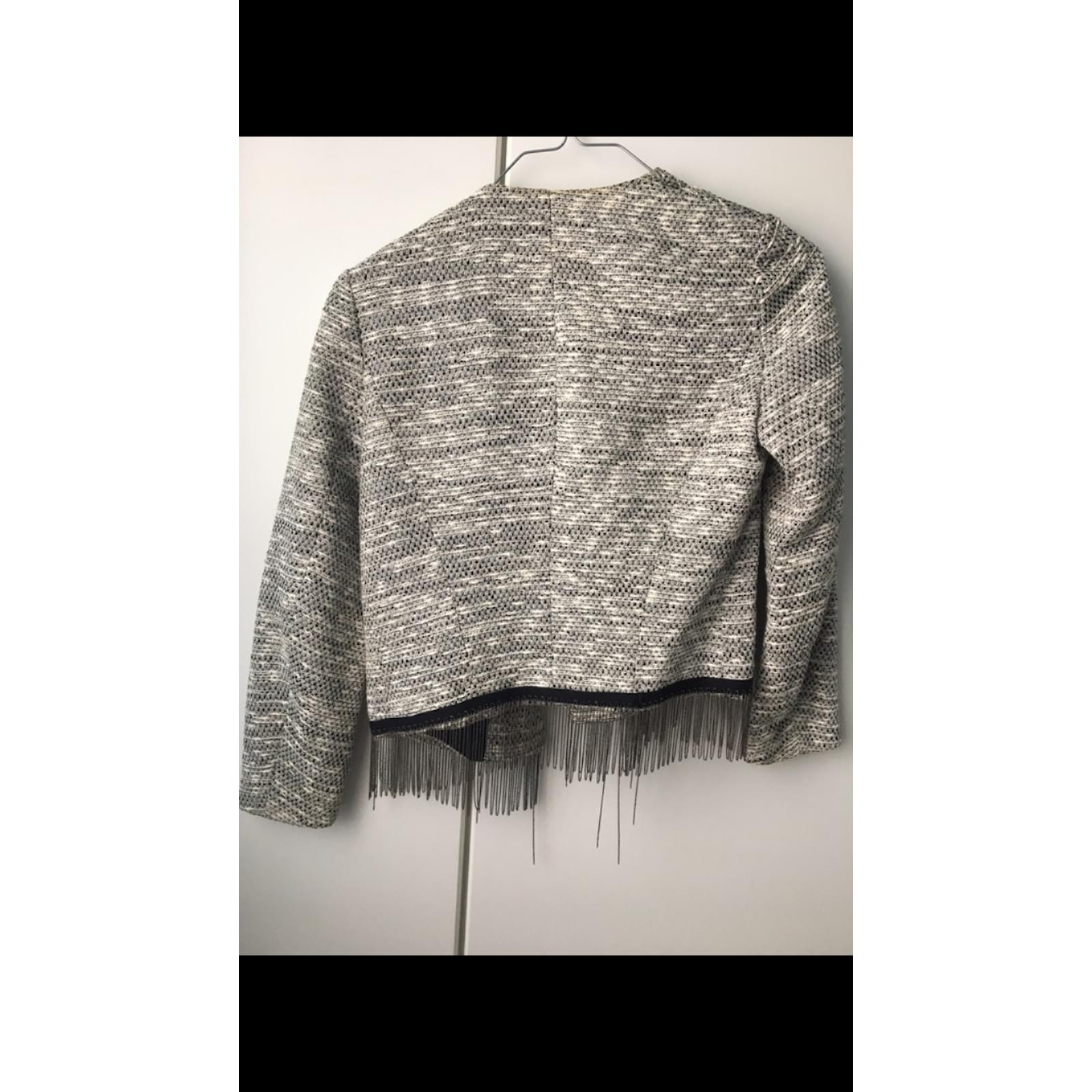 Maje Vestes Tweed Noir Argenté ref.52253 - Joli Closet