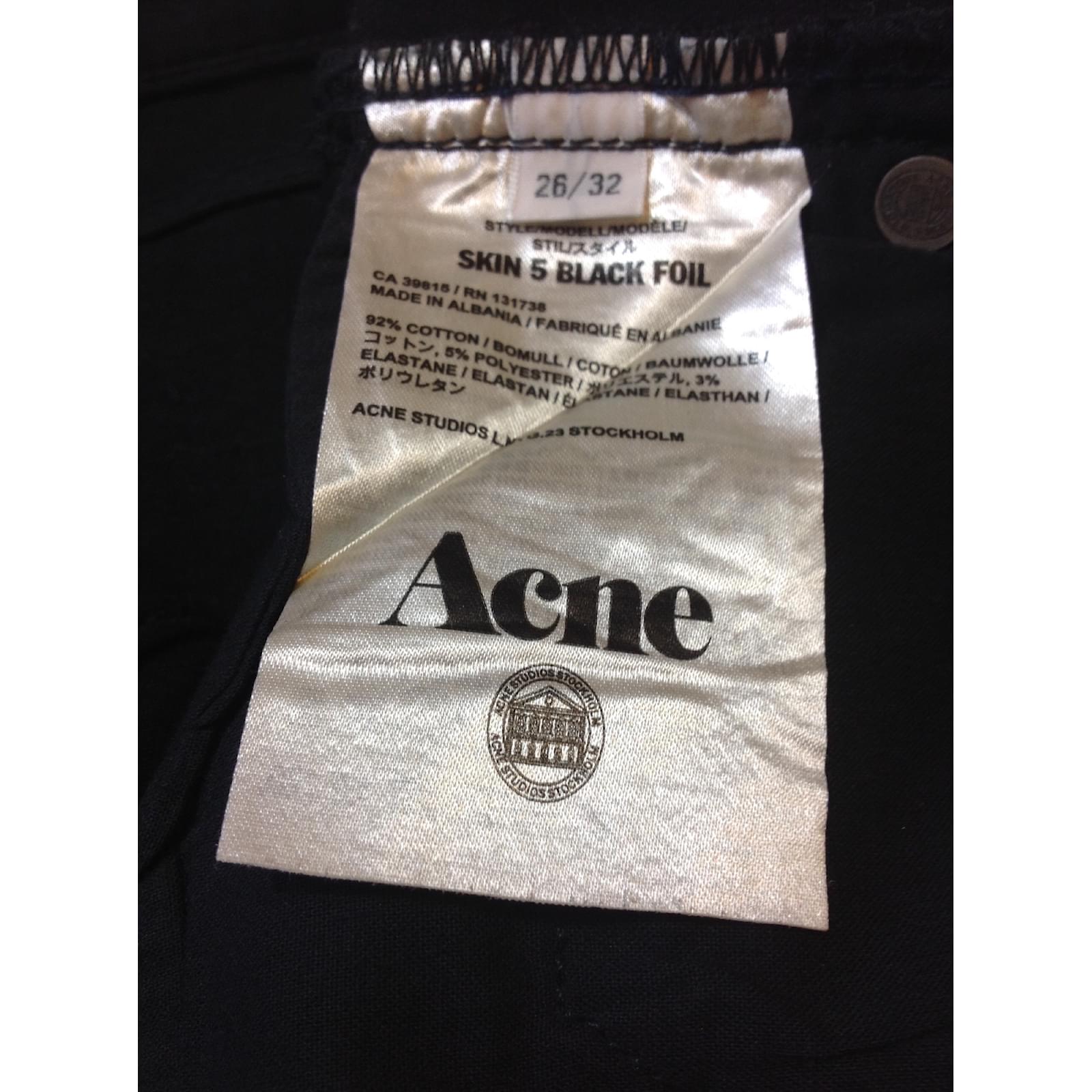 Acne Skin 5 Black Foil Silvery Cotton Polyester Elastane ref.53318 ...