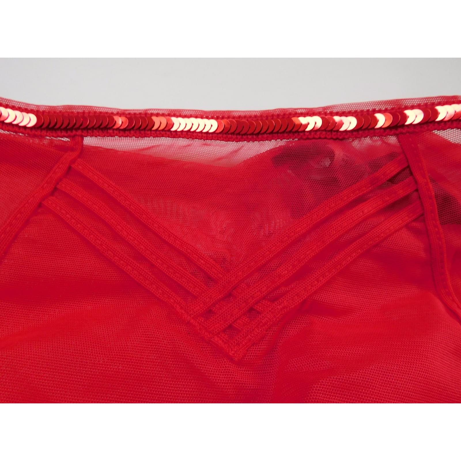 Chantal Thomass ensemble SG et boxer - 90 B /38 Tulle Rouge ref.53476 ...
