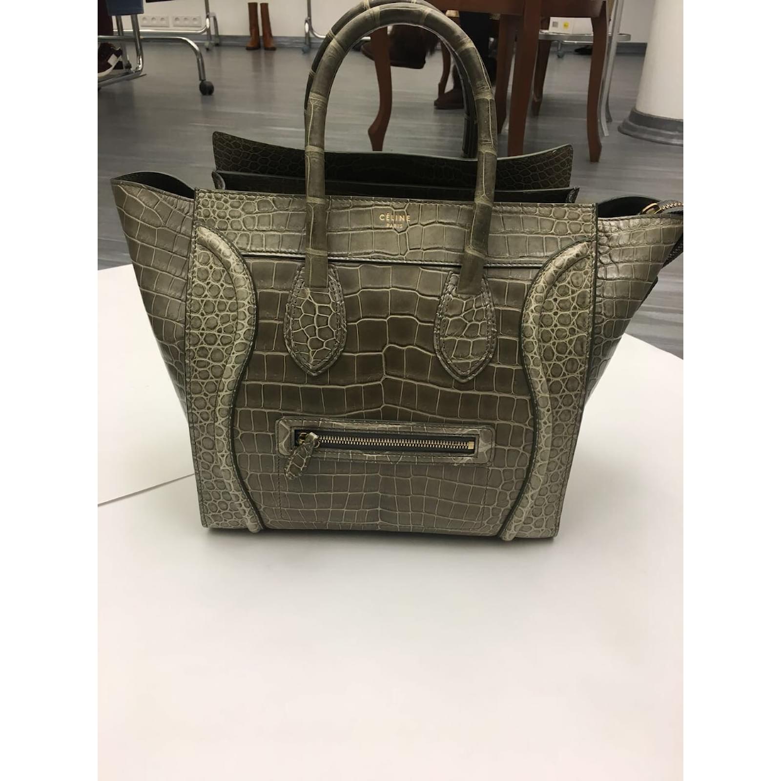 Céline Luggage crocodile Olive green Exotic leather ref.53616 - Joli Closet