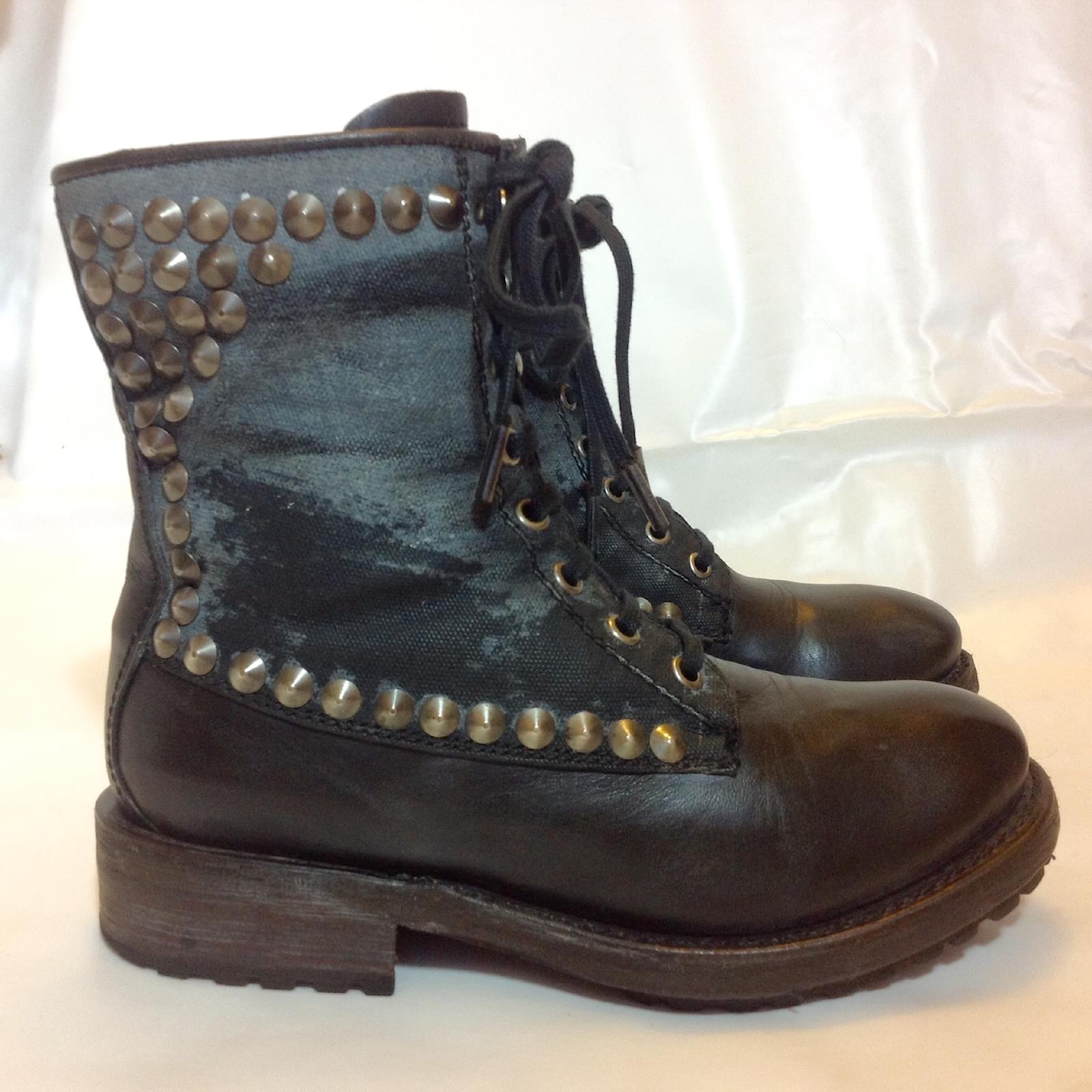 Ash Bottines Cuir Noir Gris ref.53693 - Joli Closet