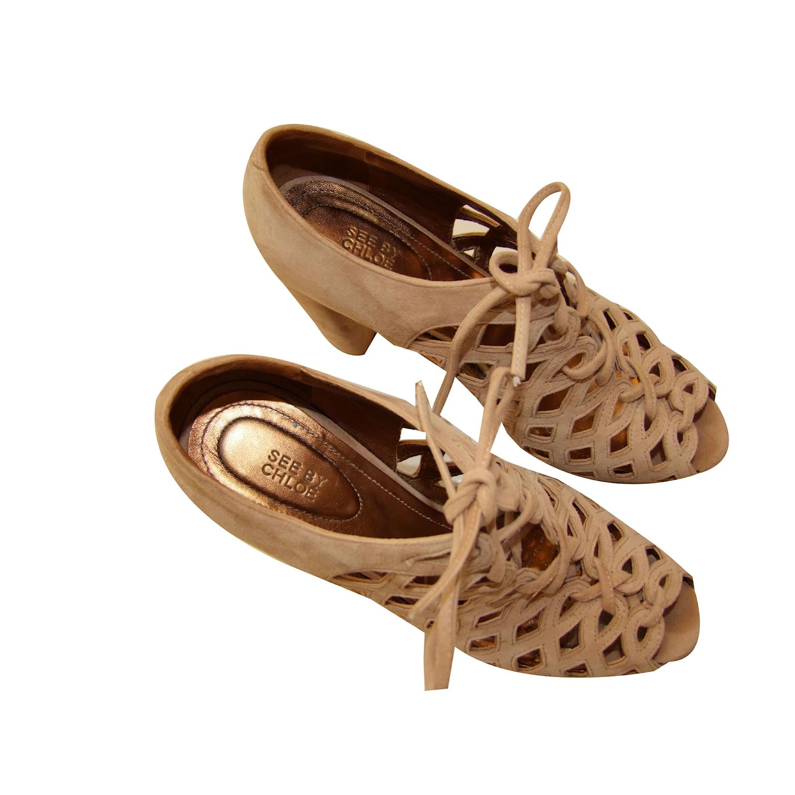 See by Chloé Heels Beige Deerskin ref.54215 - Joli Closet