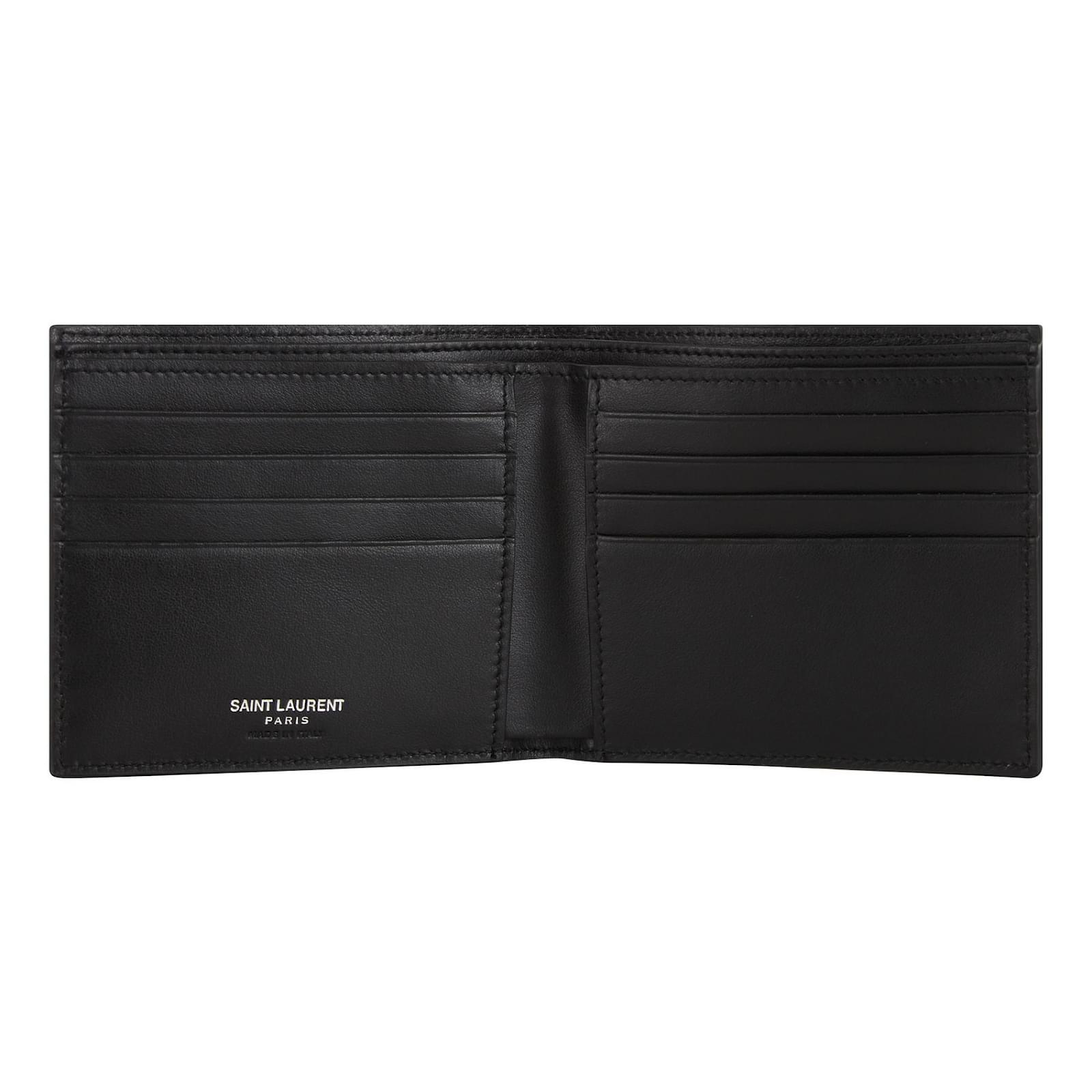 Mens wallet YSL Saint Laurent Black Leather ref.55366 - Joli Closet