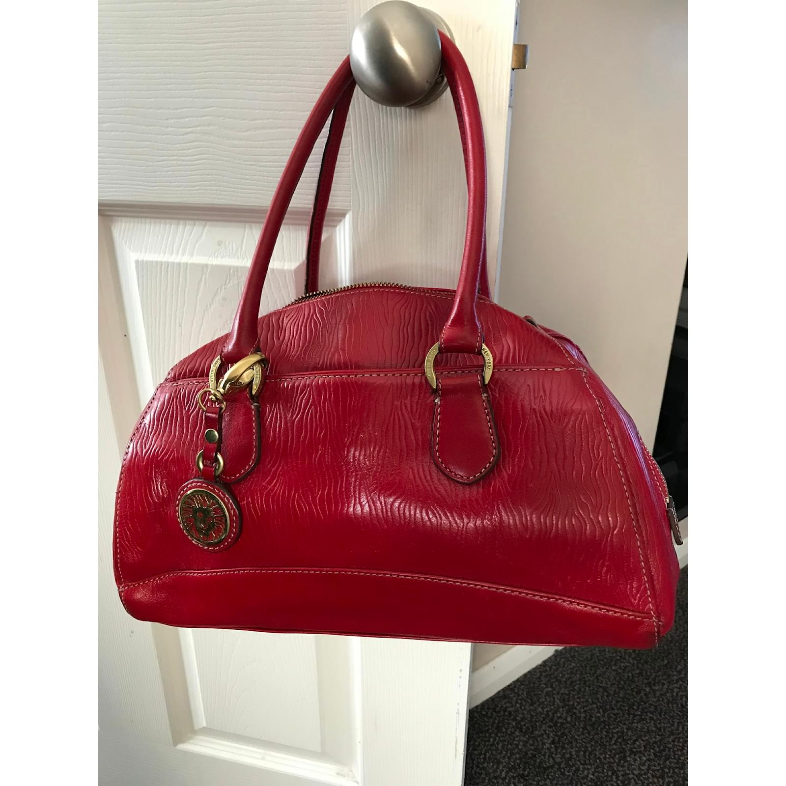 GENUINE LEATHER - Anne Klein DOME Handbag - Red ref.58443 - Joli Closet