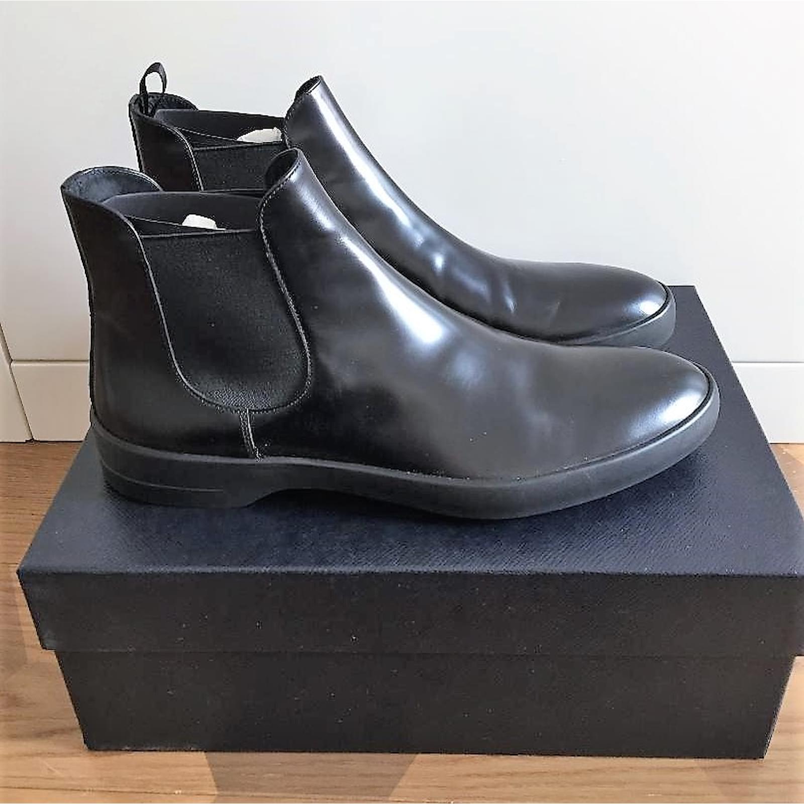 Prada Bottes, boots Cuir Noir ref.60445 - Joli Closet