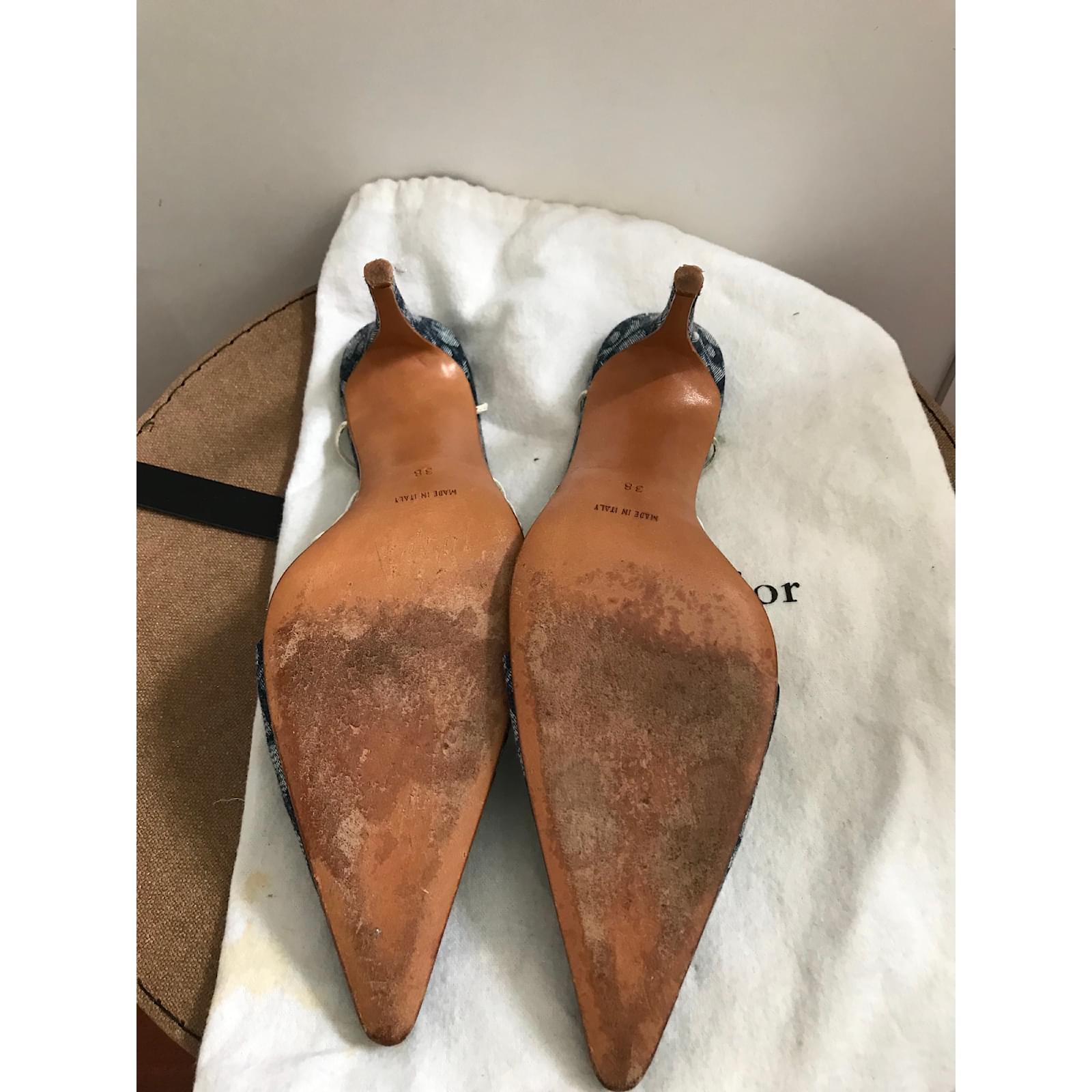 Christian Dior Heels White Blue Cloth ref.61614 - Joli Closet