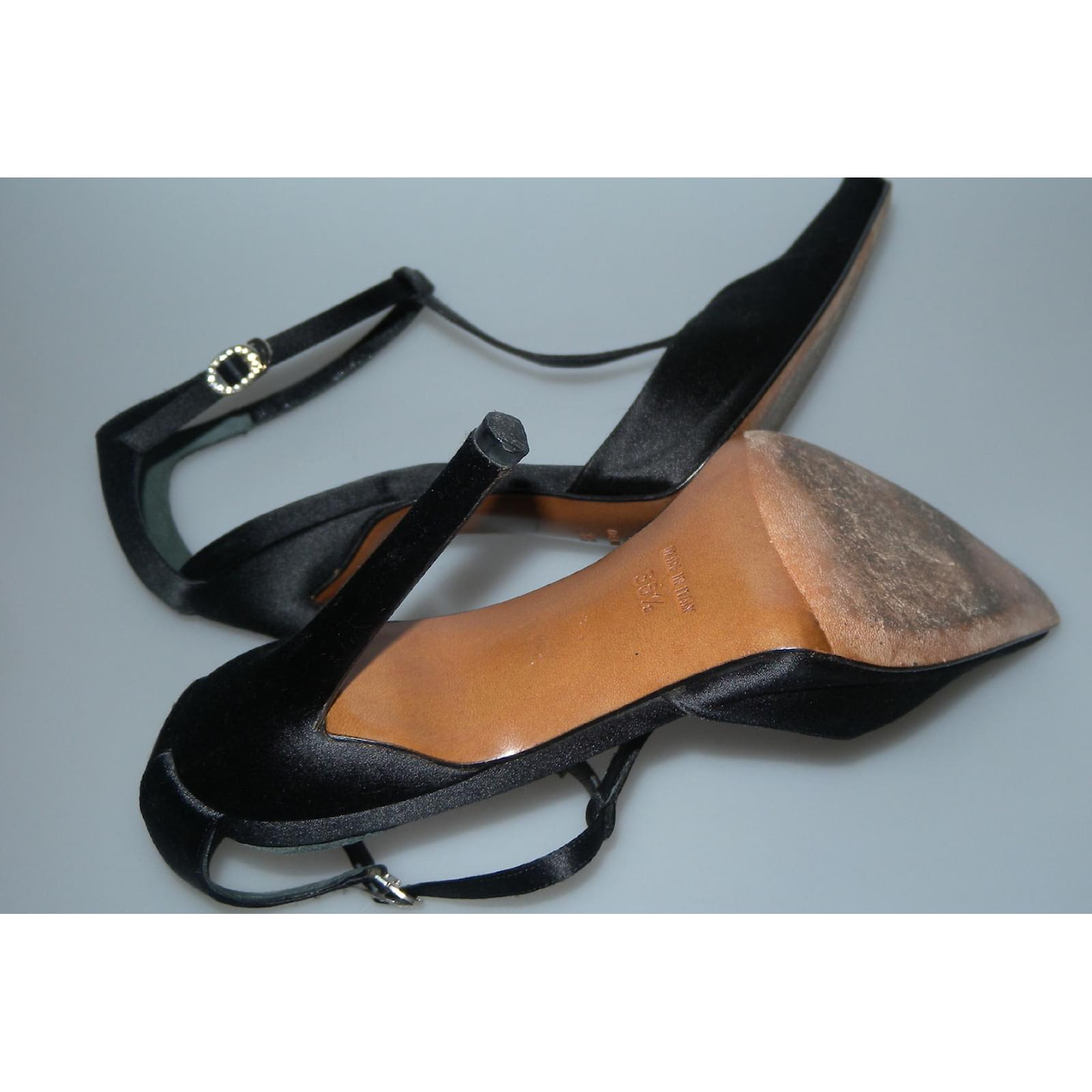 Christian Dior Sandalias Negro Satén ref.62164 - Joli Closet