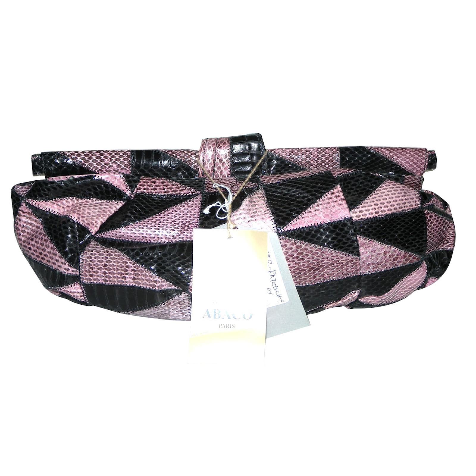 Abaco Clutch bags Black Pink Python ref.62344 - Joli Closet