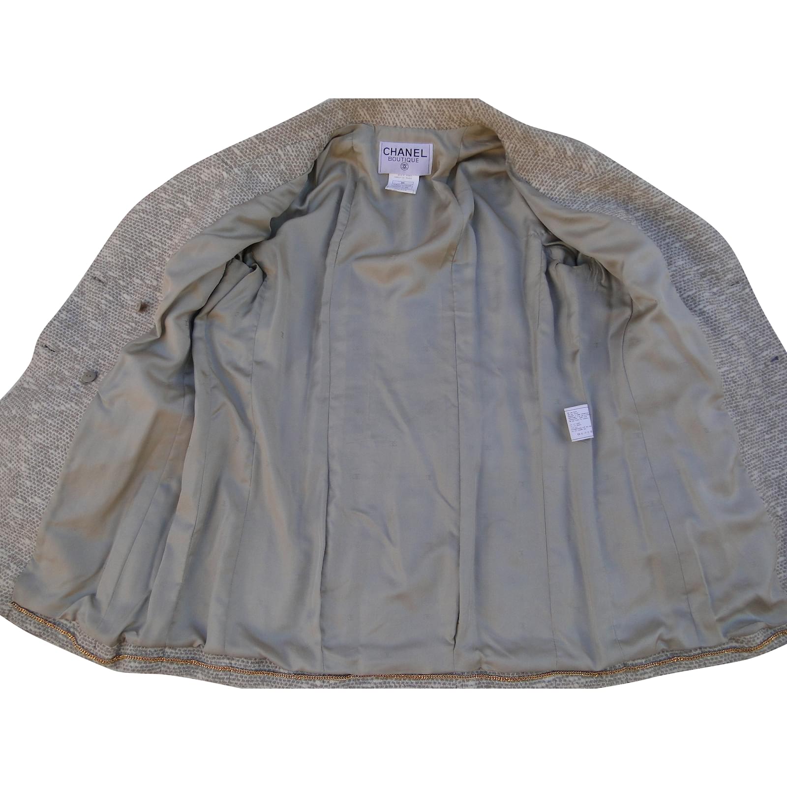Chanel Vestes Soie Tweed Beige Crème ref.63272 - Joli Closet