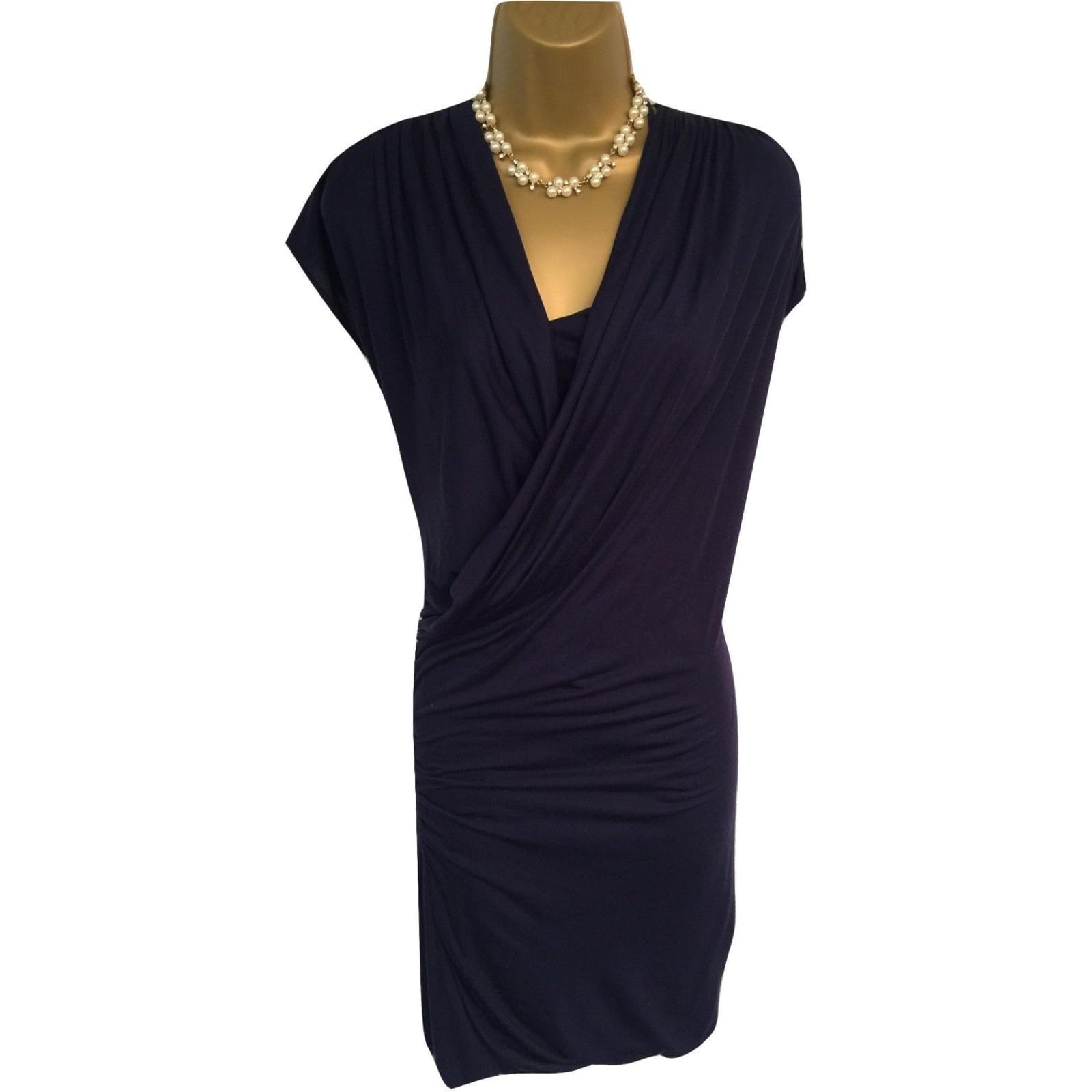 Maje Robes Soie Viscose Bleu Marine ref.64070 - Joli Closet