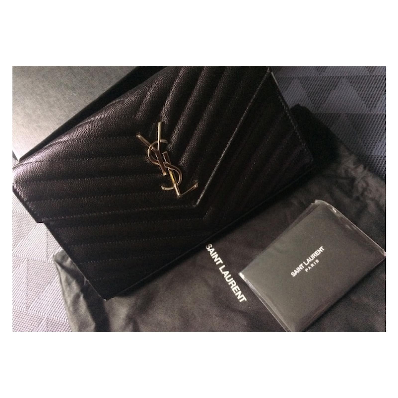 Yves Saint Laurent Clutch Bags Black Leather Ref 64718 Joli Closet Yves Saint Laurent Clutch Bags Black Leather Ref 64718 Joli Closet