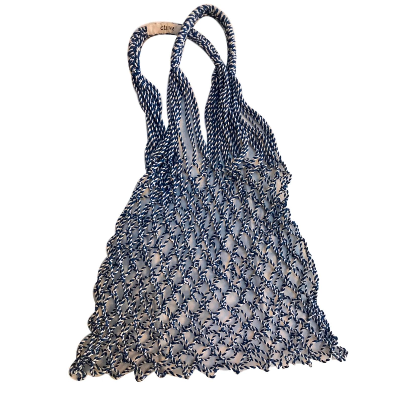 Céline Celine cotton net bag Blue ref.65191 - Joli Closet