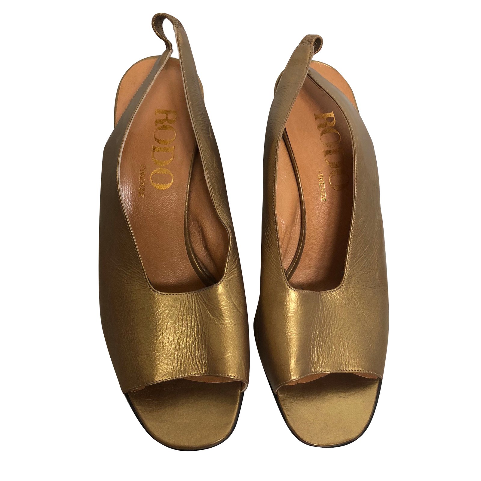 Rodo Sandals Golden Leather ref.65509 - Joli Closet