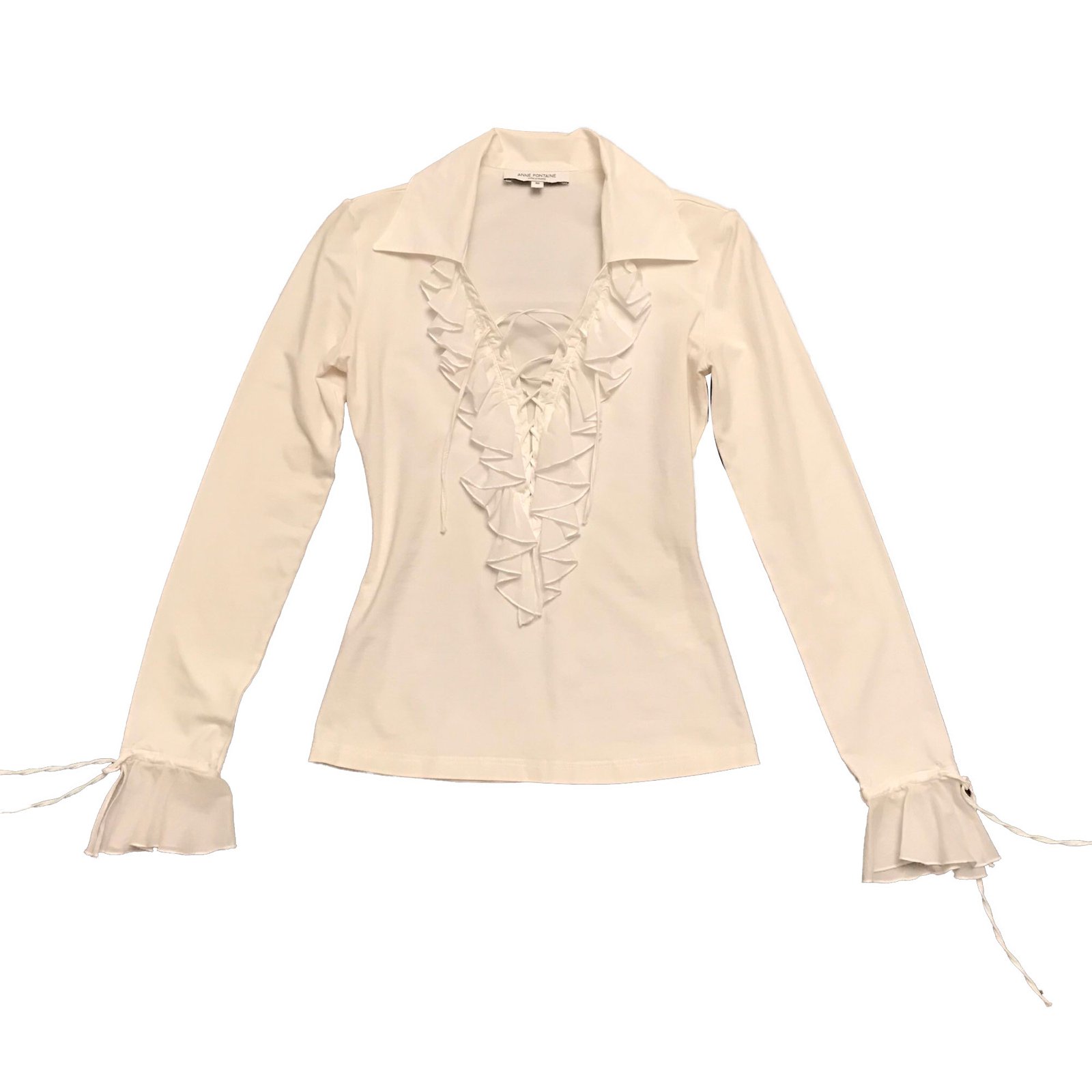 Anne Fontaine Tops White Cotton Elastane ref.66643 - Joli Closet Anne Fontaine Tops White Cotton Elastane ref.66643 - Joli Closet