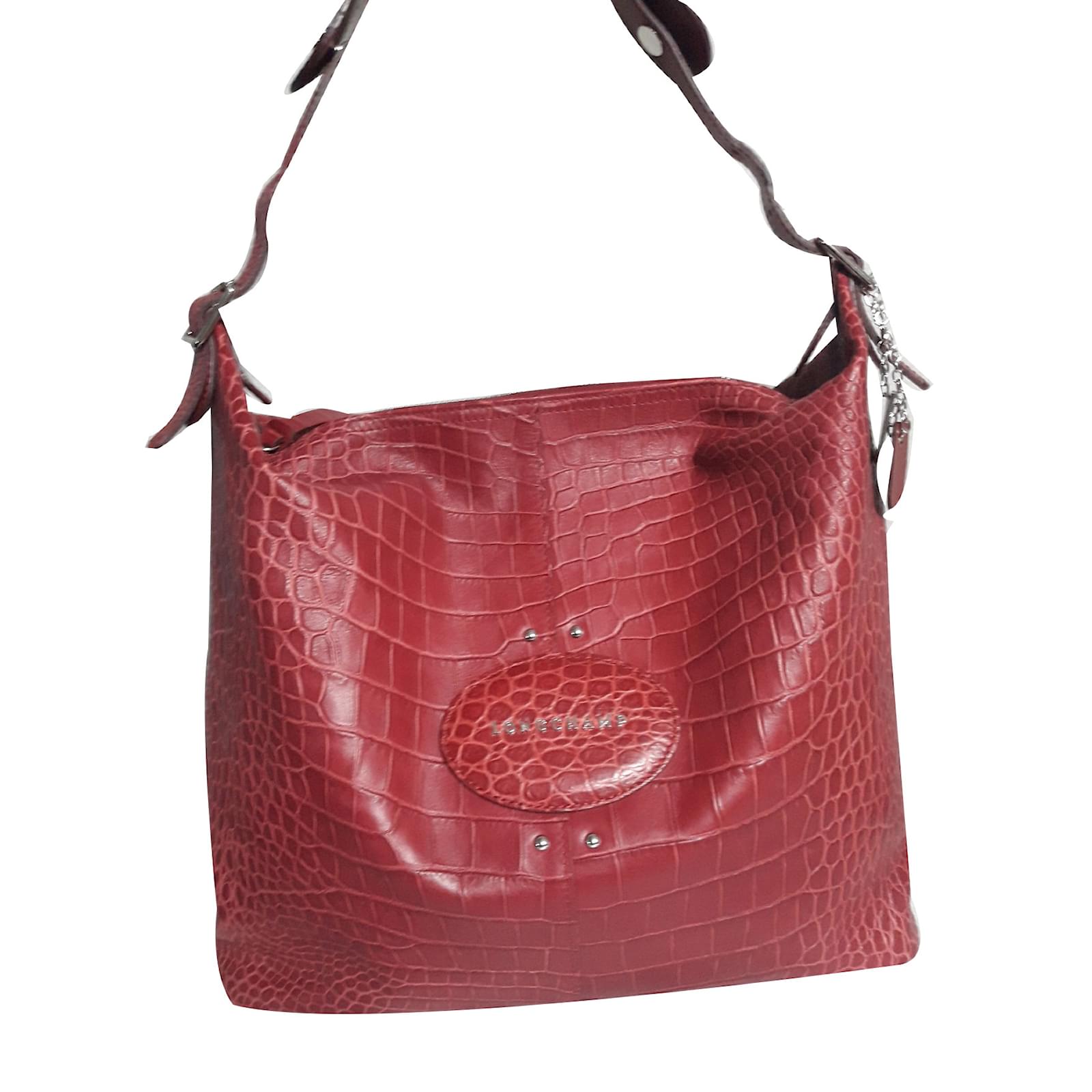 Longchamp Quadri Cuir Bordeaux ref.67932 - Joli Closet