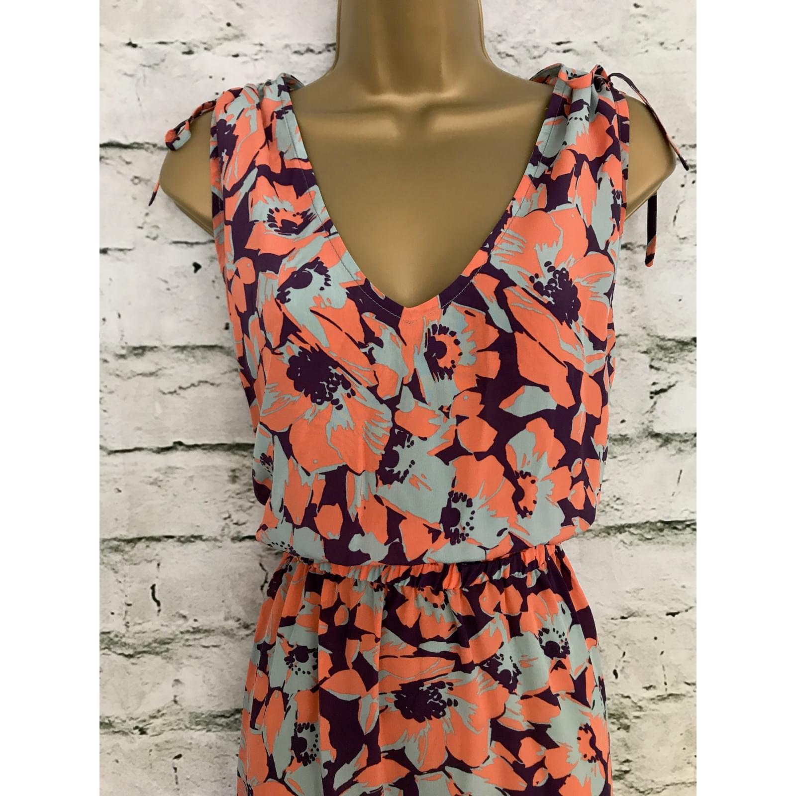 Gerard Darel Robe Soie Vert Orange Violet ref.72054 - Joli Closet