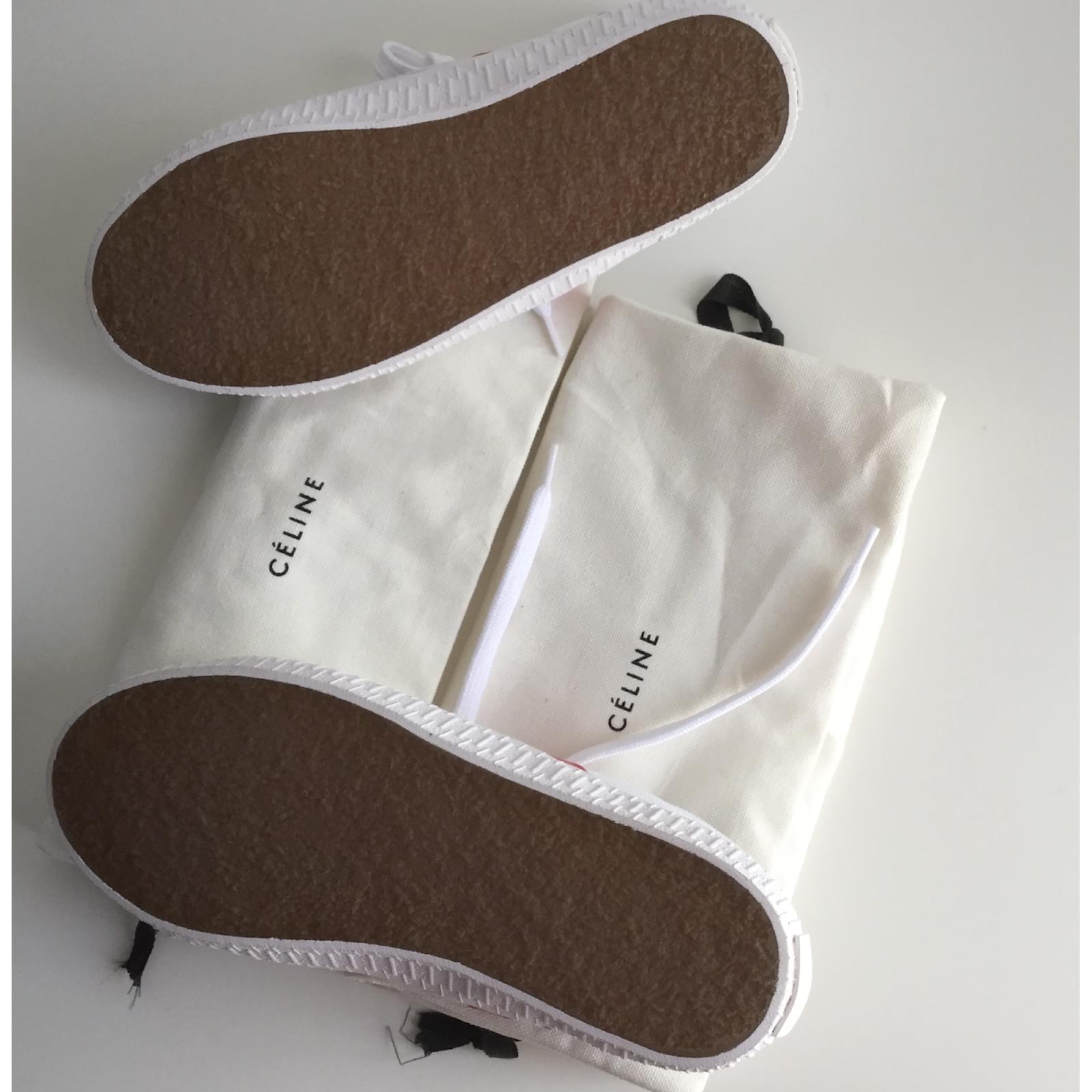 Céline Baskets Toile Blanc ref.73295 - Joli Closet