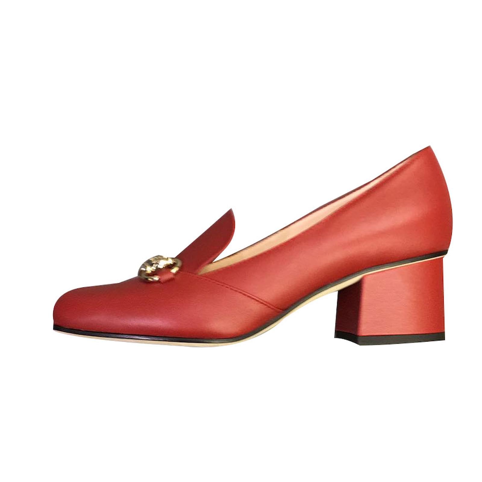 Gucci Mocassins Cuir Rouge ref.73404 - Joli Closet