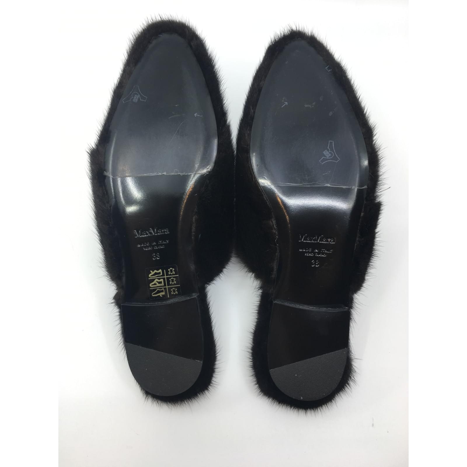 Max Mara Fur Mules Black ref.80907 - Joli Closet