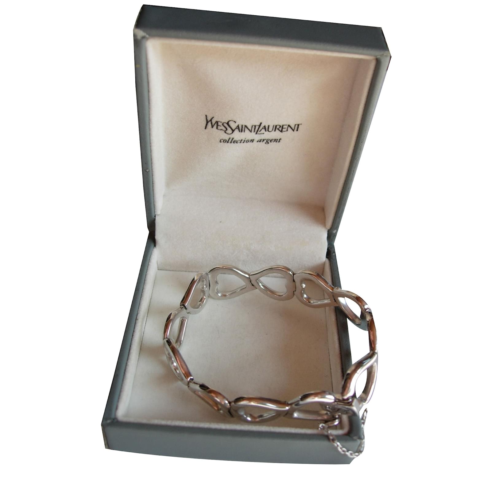 Yves Saint Laurent Coeurs en argent massif 925/000 Argenté ref.84119 ...