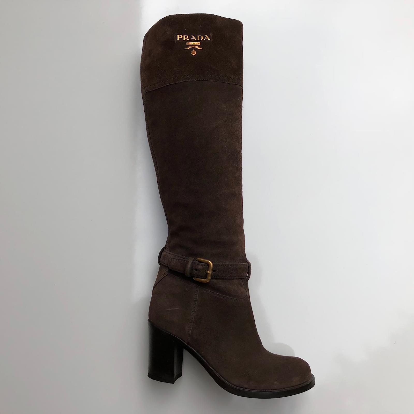 Prada Bottes Cuir Marron ref.85553 - Joli Closet