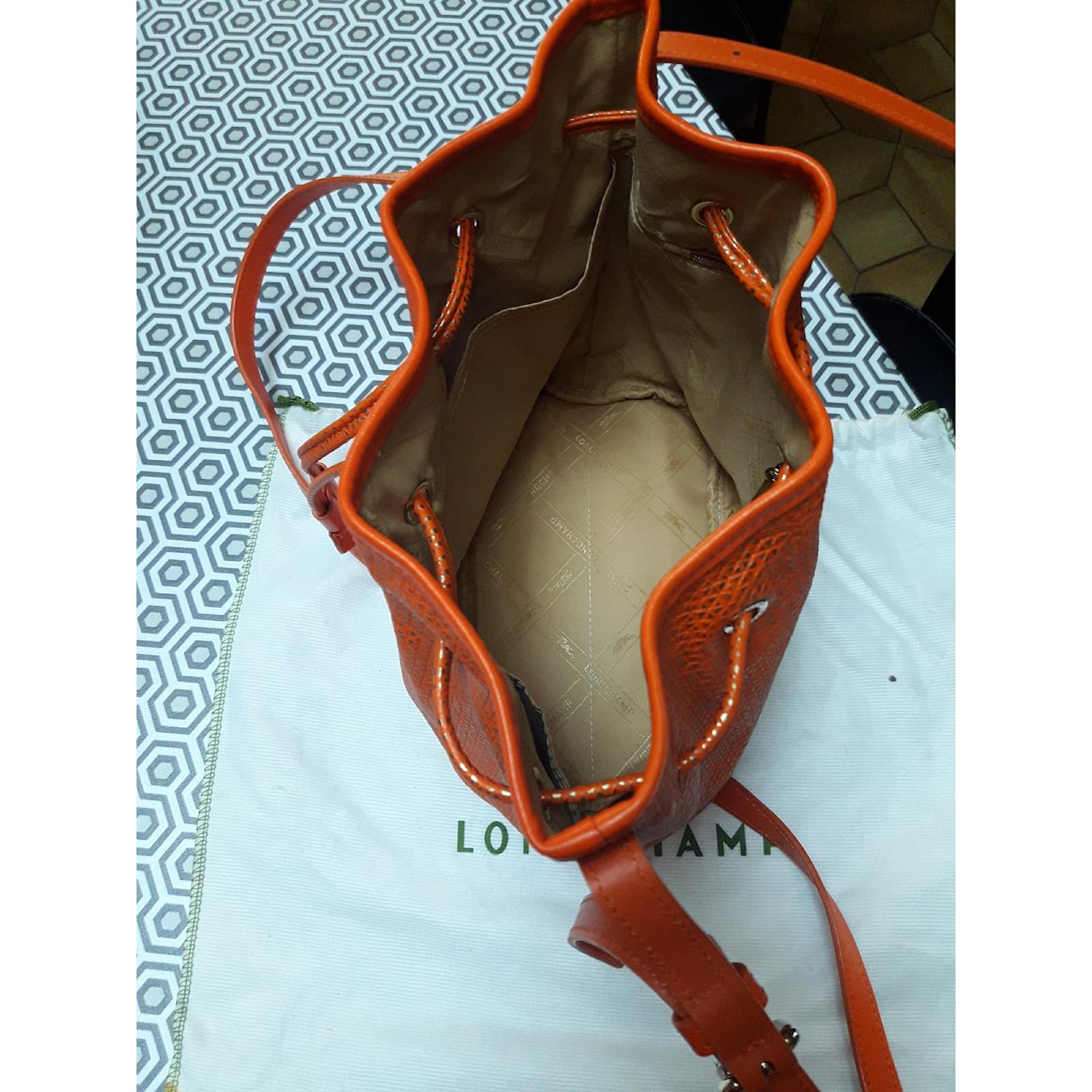 Longchamp Quadri Orange Leather ref.85814 - Joli Closet