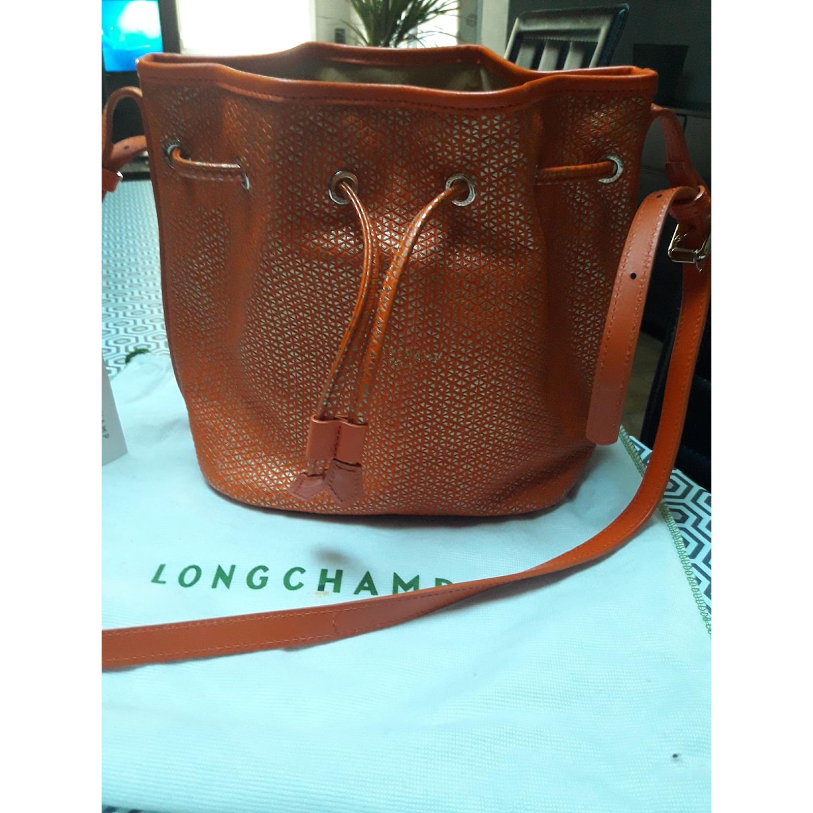 Longchamp Quadri Orange Leather ref.85814 - Joli Closet
