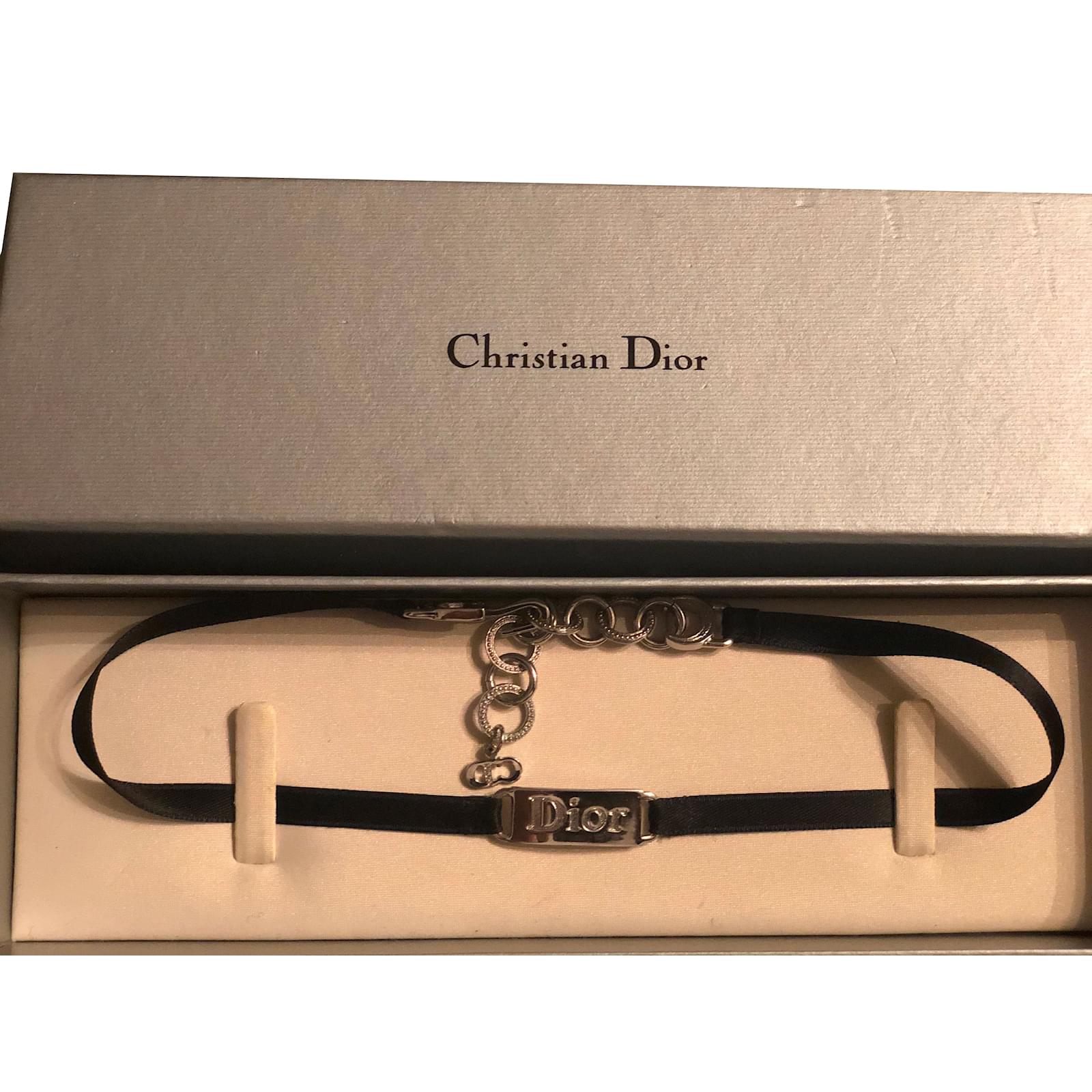 Christian Dior Choker Dior Black Silvery Metal Satin ref.87853 - Joli ...