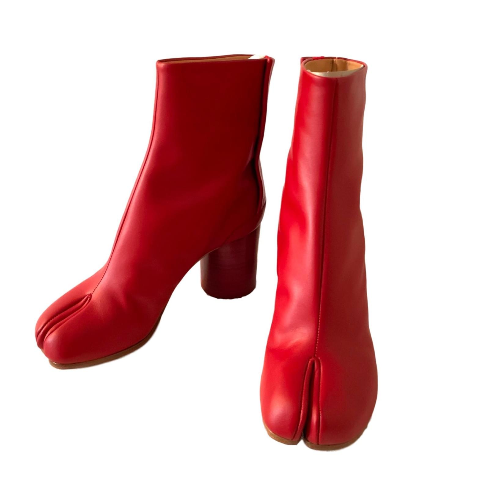 Maison Martin Margiela Bottines Cuir Rouge ref.88076 - Joli Closet
