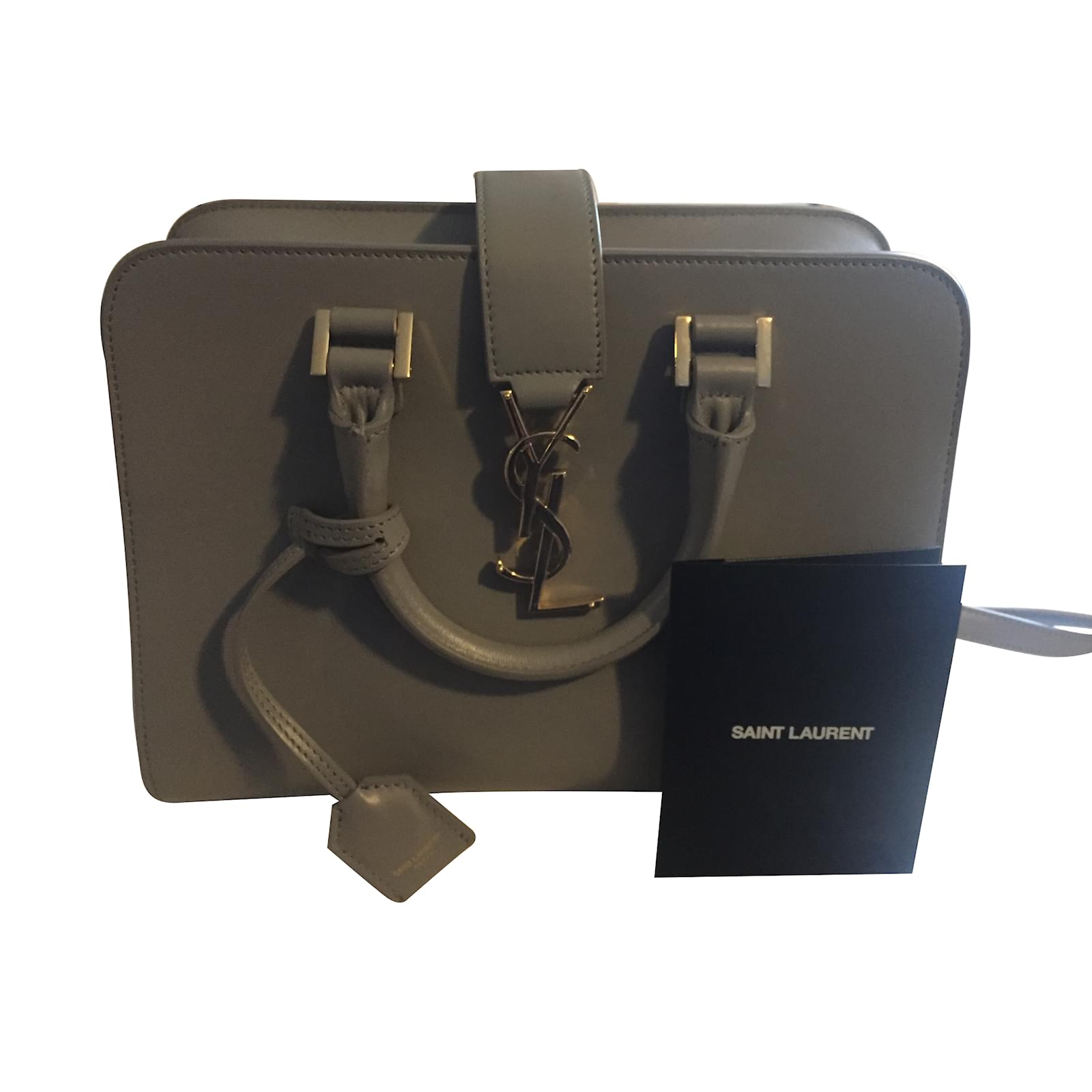 Yves Saint Laurent YSL Monogram Cabas - Ledertasche aus Leder Grau ref ...