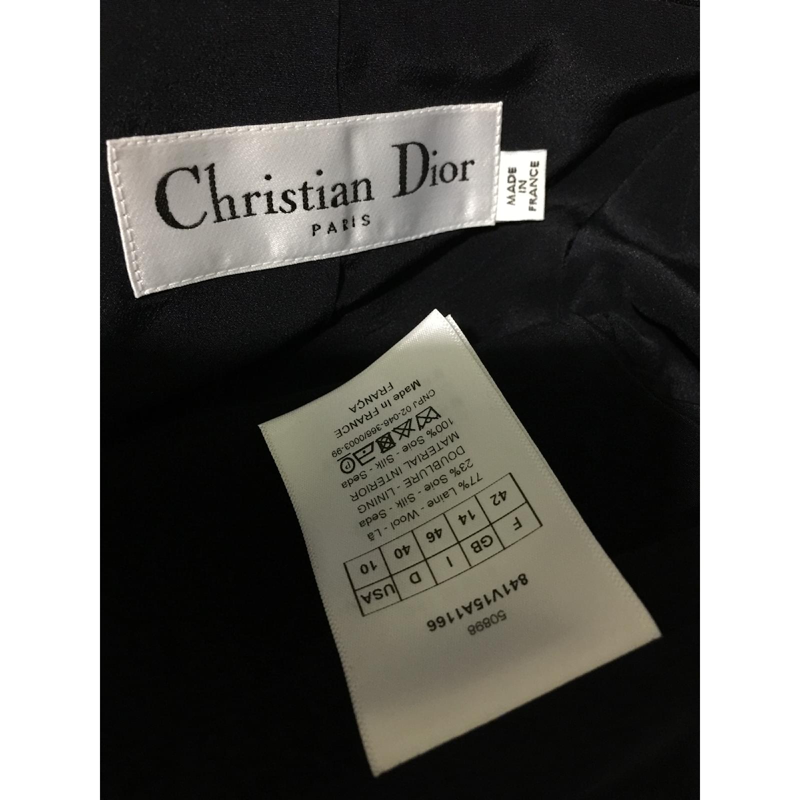 Christian Dior Off the shoulder 2018 jacket Navy blue Silk Wool ref ...