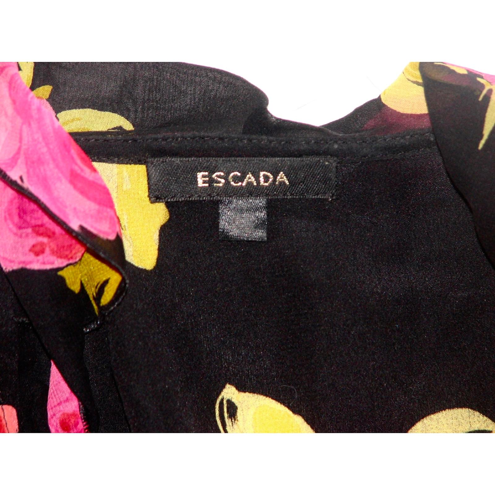 Escada Robe en soie 2 pièces Noir Multicolore ref.90905 - Joli Closet