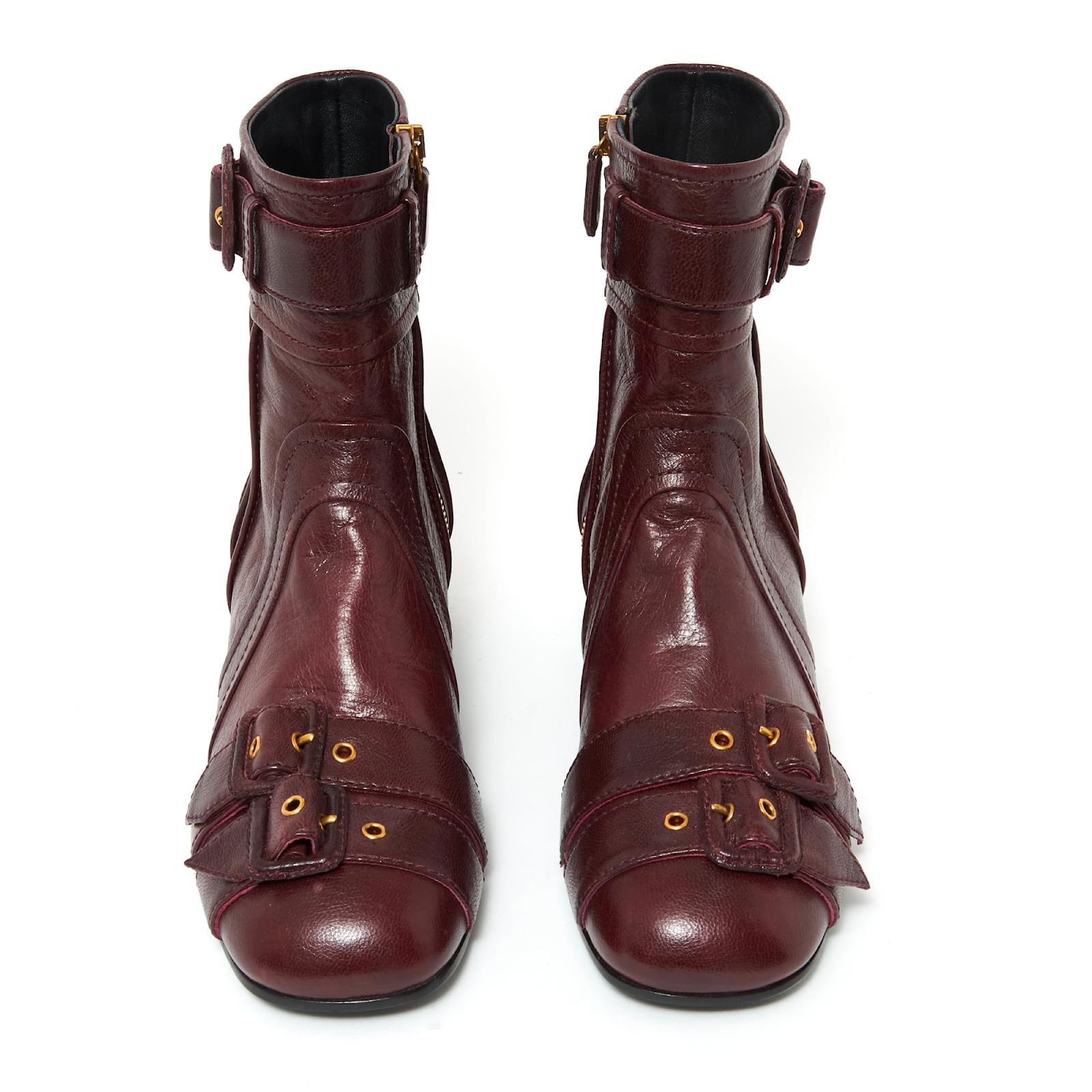 Prada Bottes bordeaux Cuir ref.91222 - Joli Closet