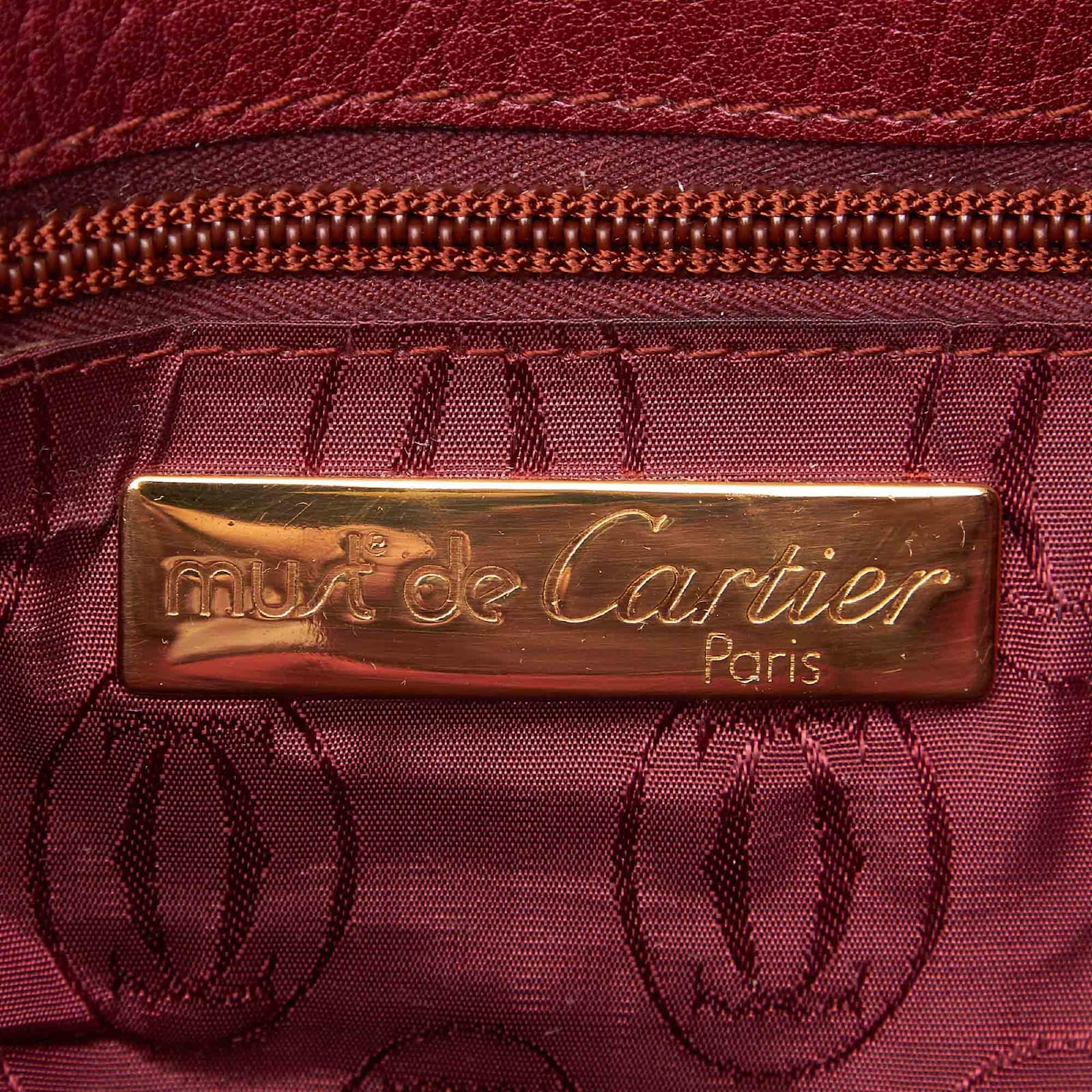 Sac À Bandoulière En Cuir Must De Cartier Rouge Bordeaux ref.92704 ...