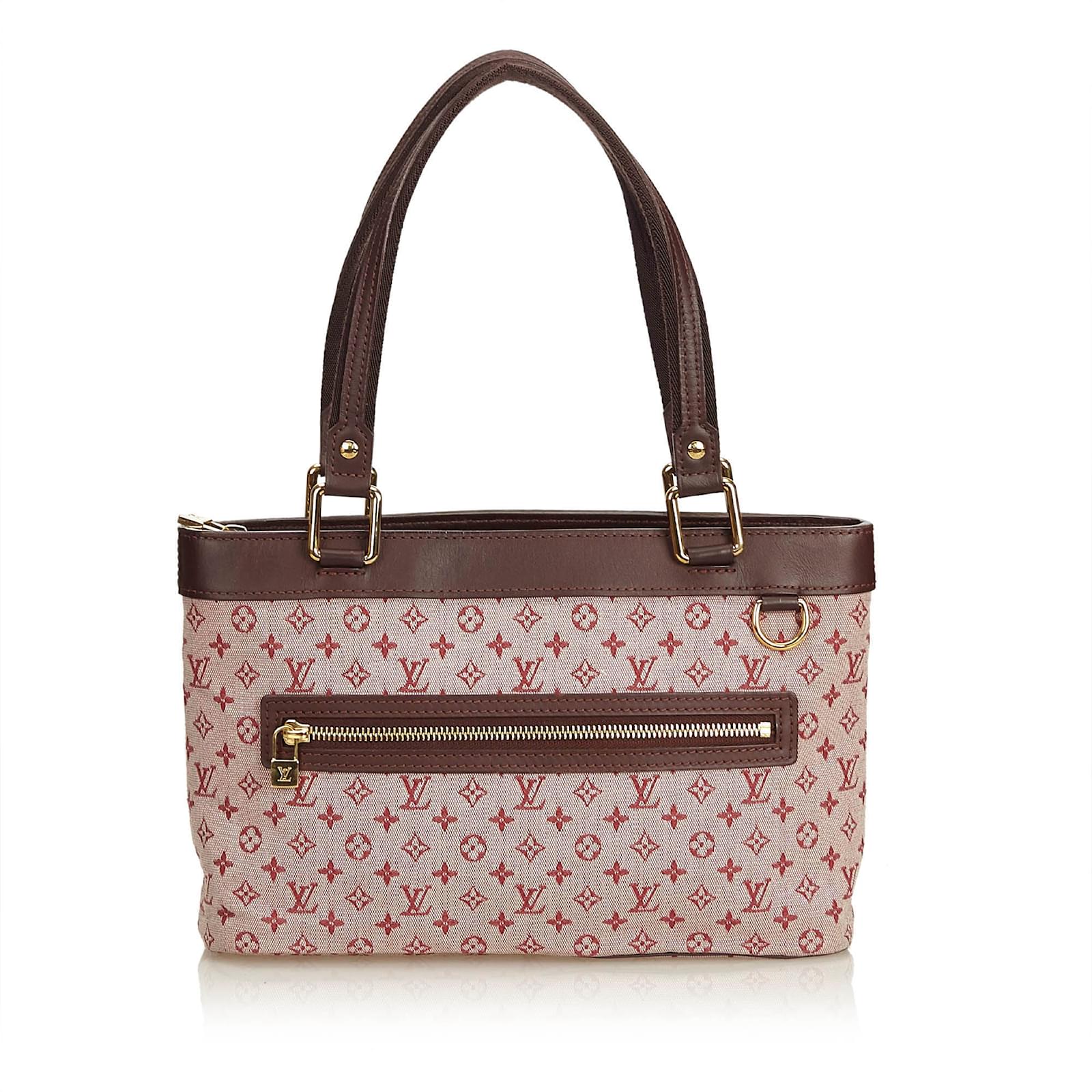 Louis Vuitton Monogram Mini Lin Lucille PM Brown Pink Leather Cotton ...