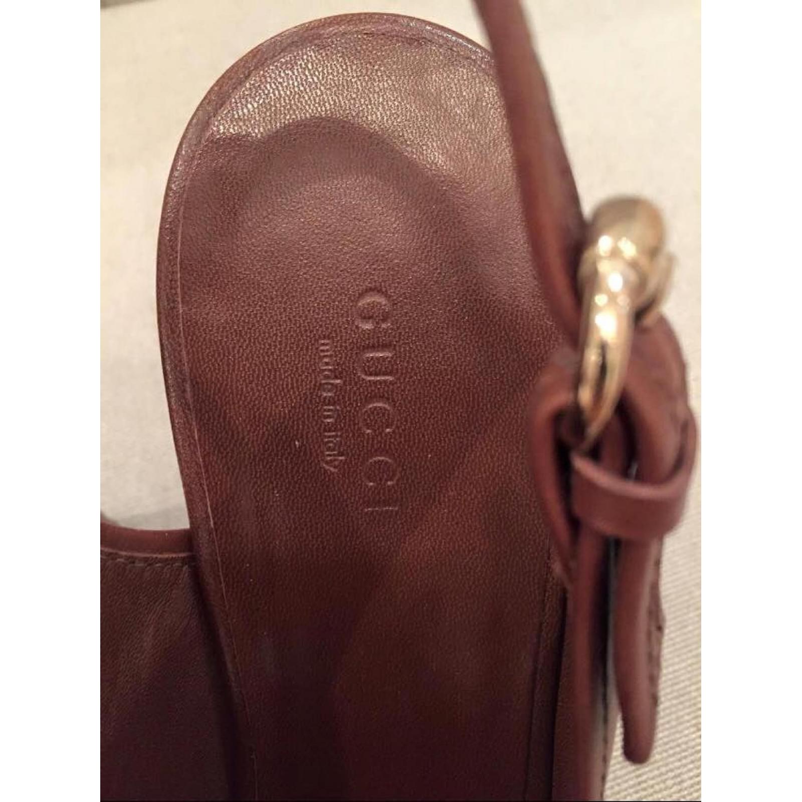 Gucci Talons Cuir Marron ref.102217 - Joli Closet