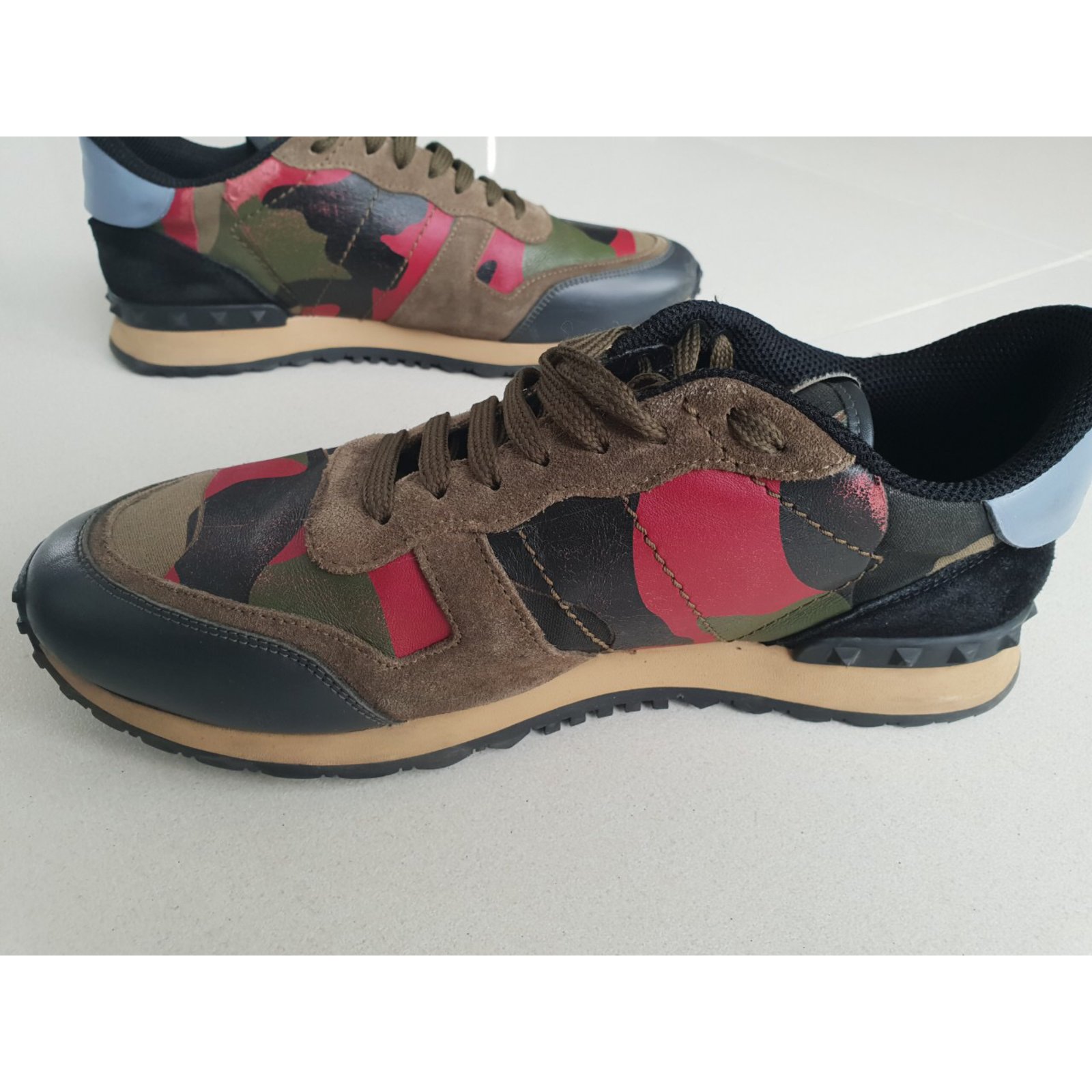 Valentino Garavani Sneackers Rockrunner camouflage VALENTINO Cuir Daim ...